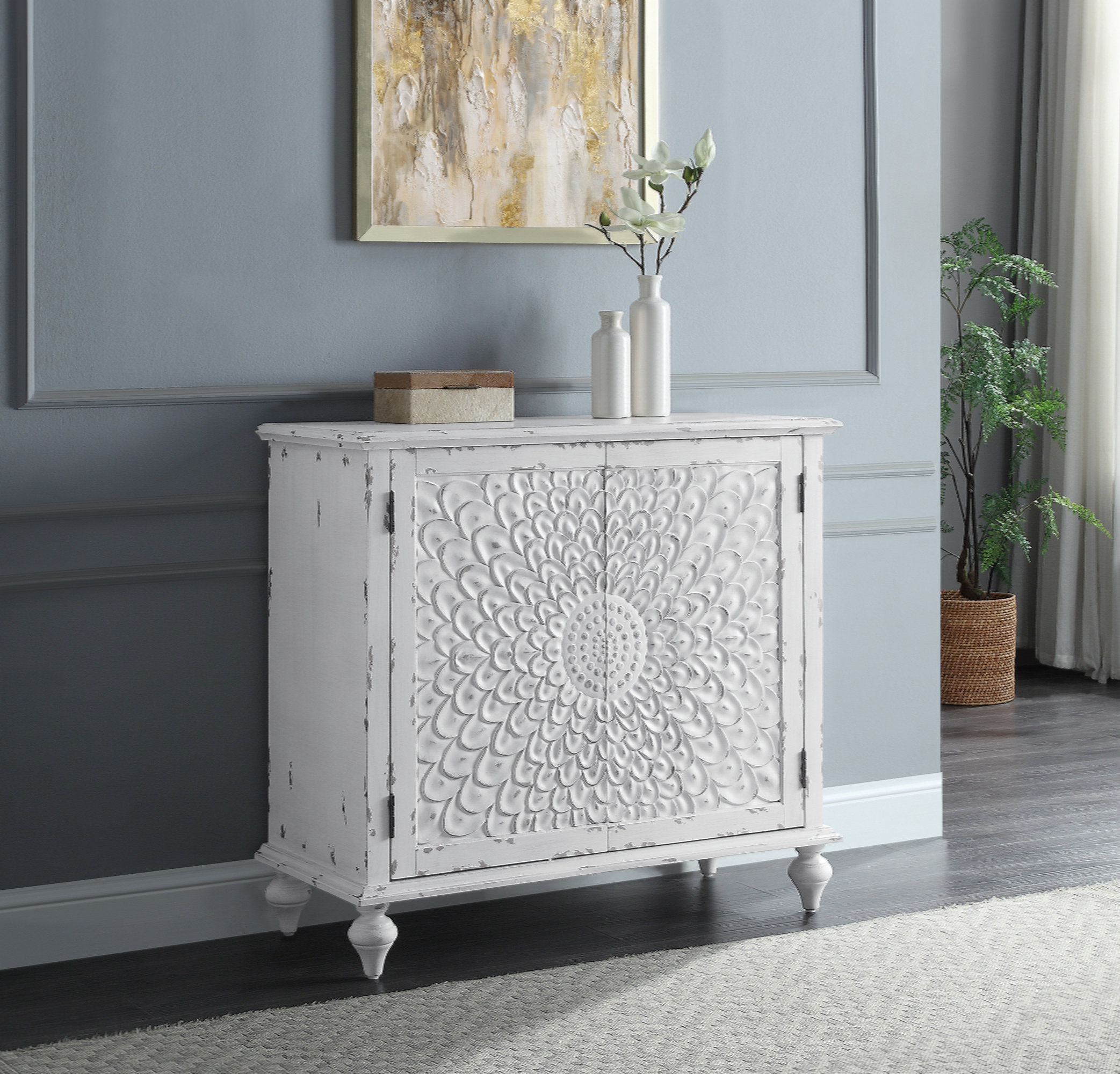 Bungalow Rose Milauni 36 Console Table in Antique White Finish with ...