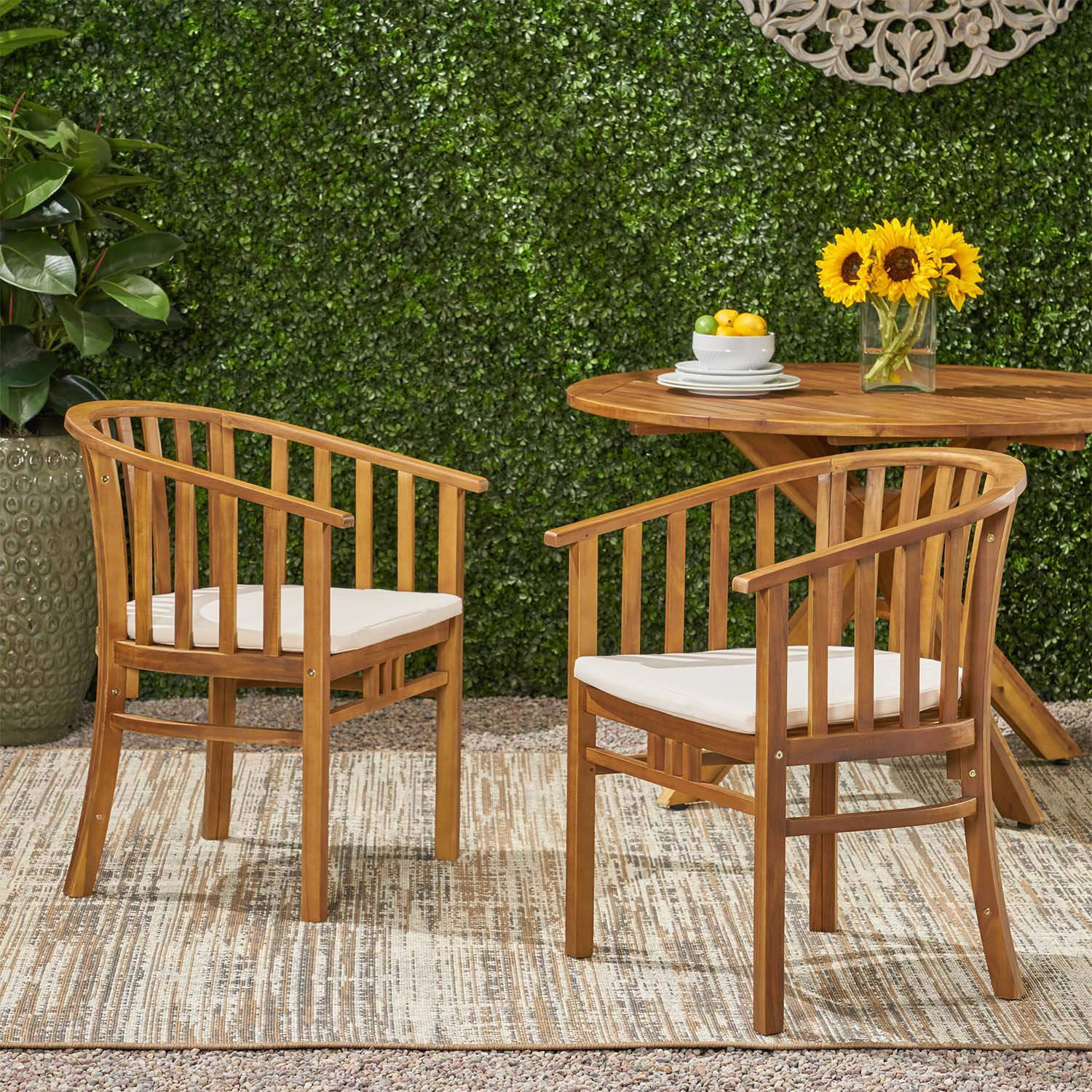 Loon Peak Exquisite Outdoor Wooden Dining Chairs Set for Unforgettable ...