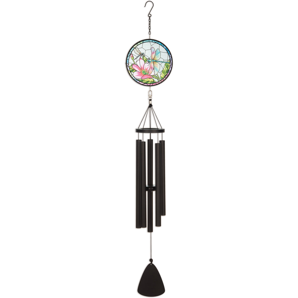 Red Barrel Studio® 40 inch Dragonfly Stain Glass Wind Chime ...