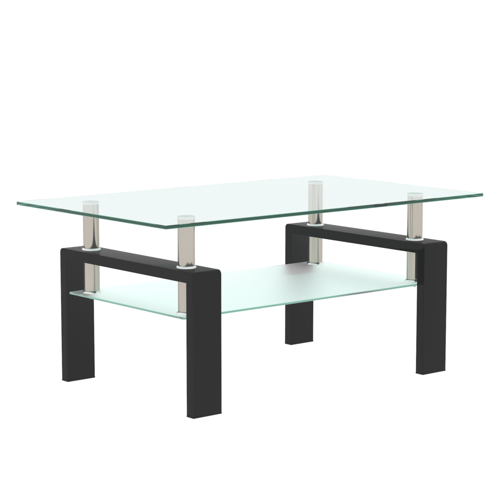 Ivy Bronx Rectangle Glass Coffee Table, Clear Coffee Table, Modern Side ...