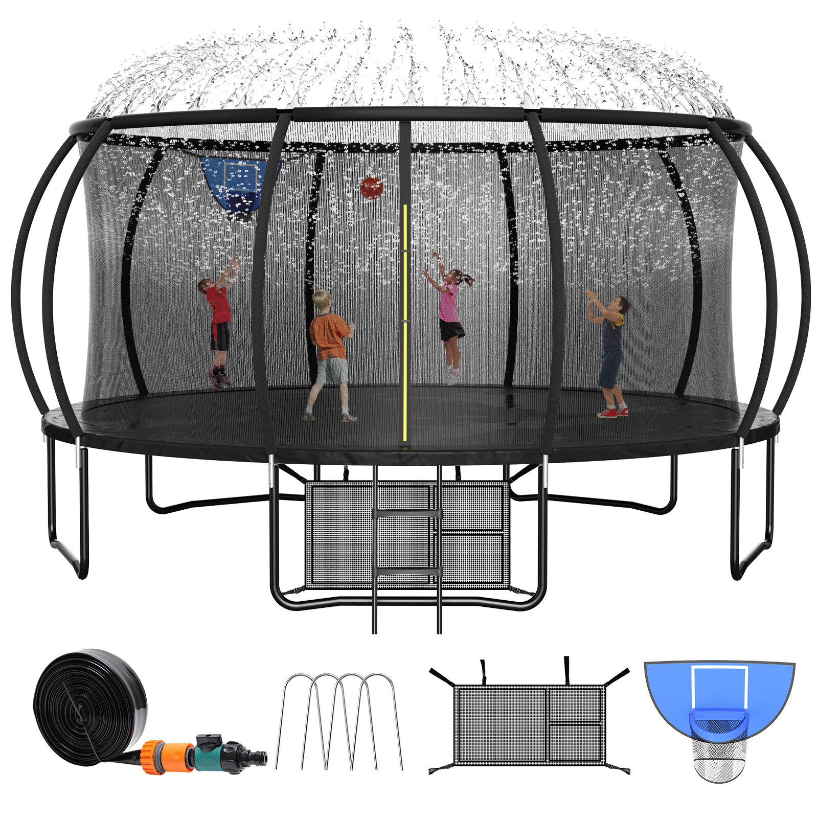 LIZEVINC 16 FT Upgraded Trampoline With Sprinkler, Basketball Hoop ...