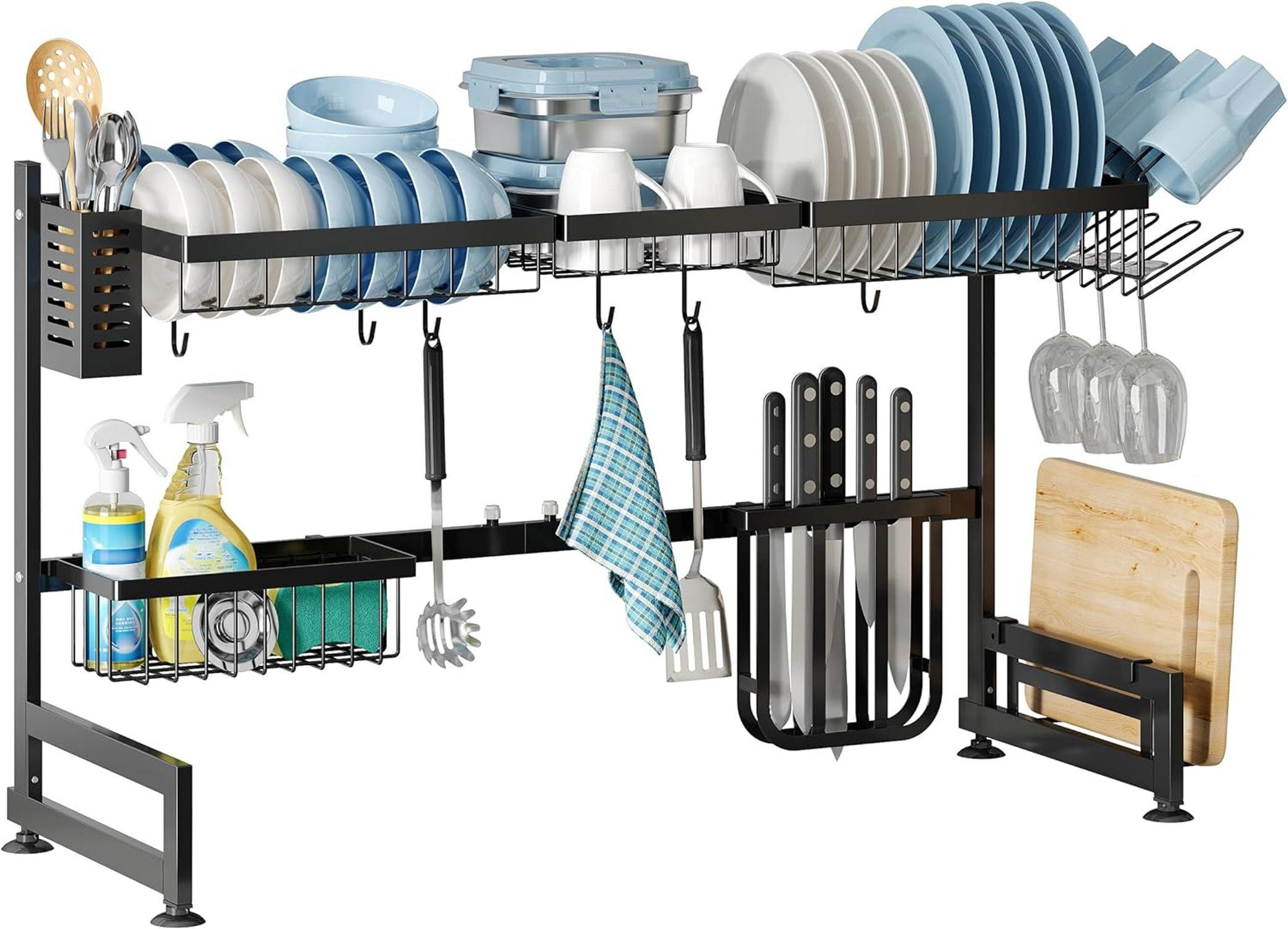 Silodo Above sink dish drainer with cover drying rack, large capacity ...