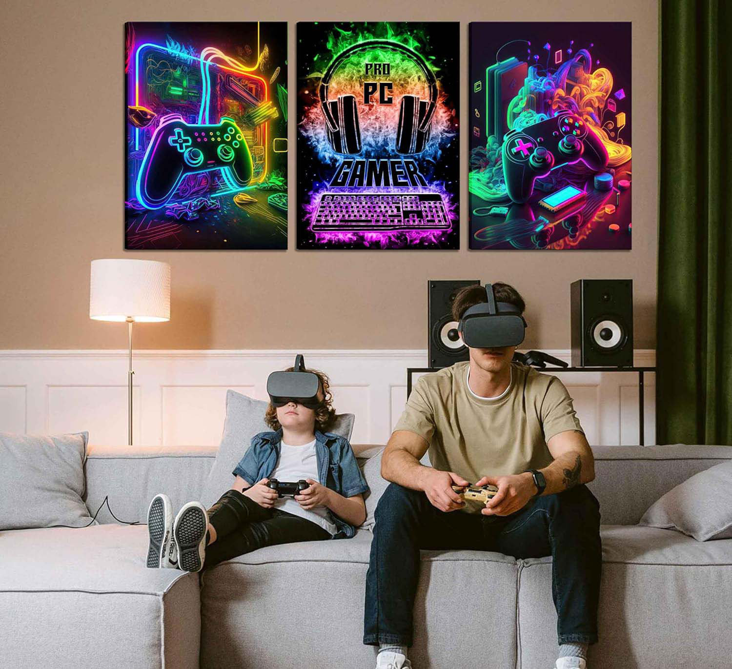 Trinx 3Pcs Cool Gaming Wall Art Retro Video Gamer Watercolor Posters ...