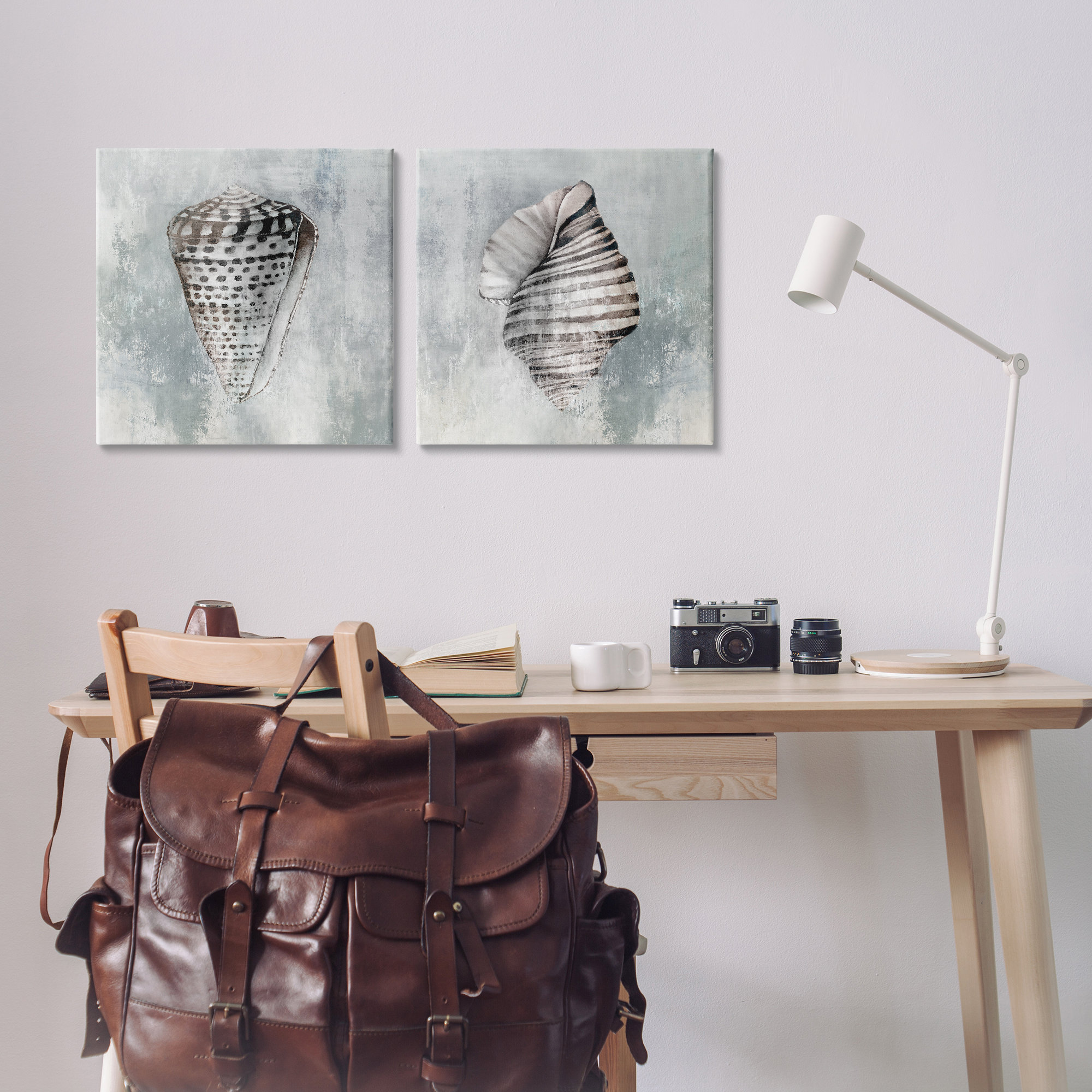 Dovecove Grey Distressed Cowrie Shells 2 PC Canvas Wall Art Set by Eli ...