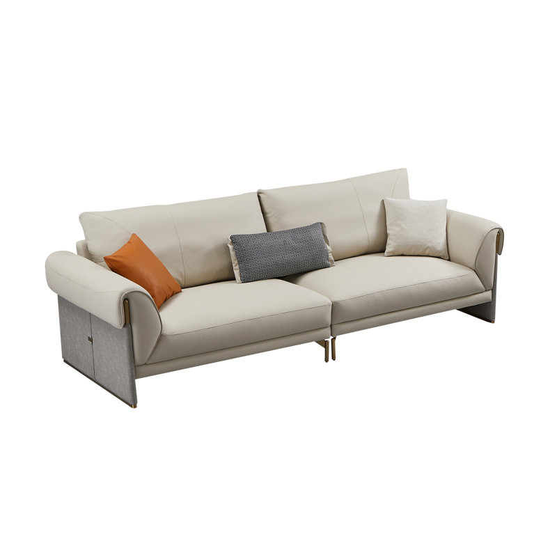 AE Design 107'' Genuine Leather Extra Long Sofa | Wayfair
