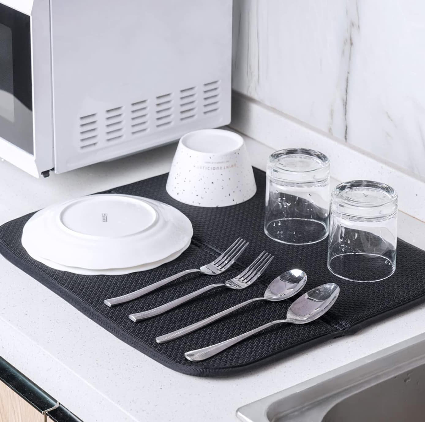 VEROSAL 3-Piece Set of Dish Drying Mats, Super Absorbent Microfiber ...