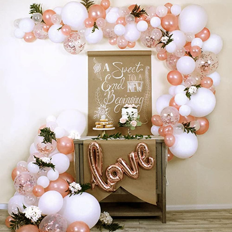 The Party Aisle™ Rose Gold Balloon Arch kit Balloon Garland Confetti ...