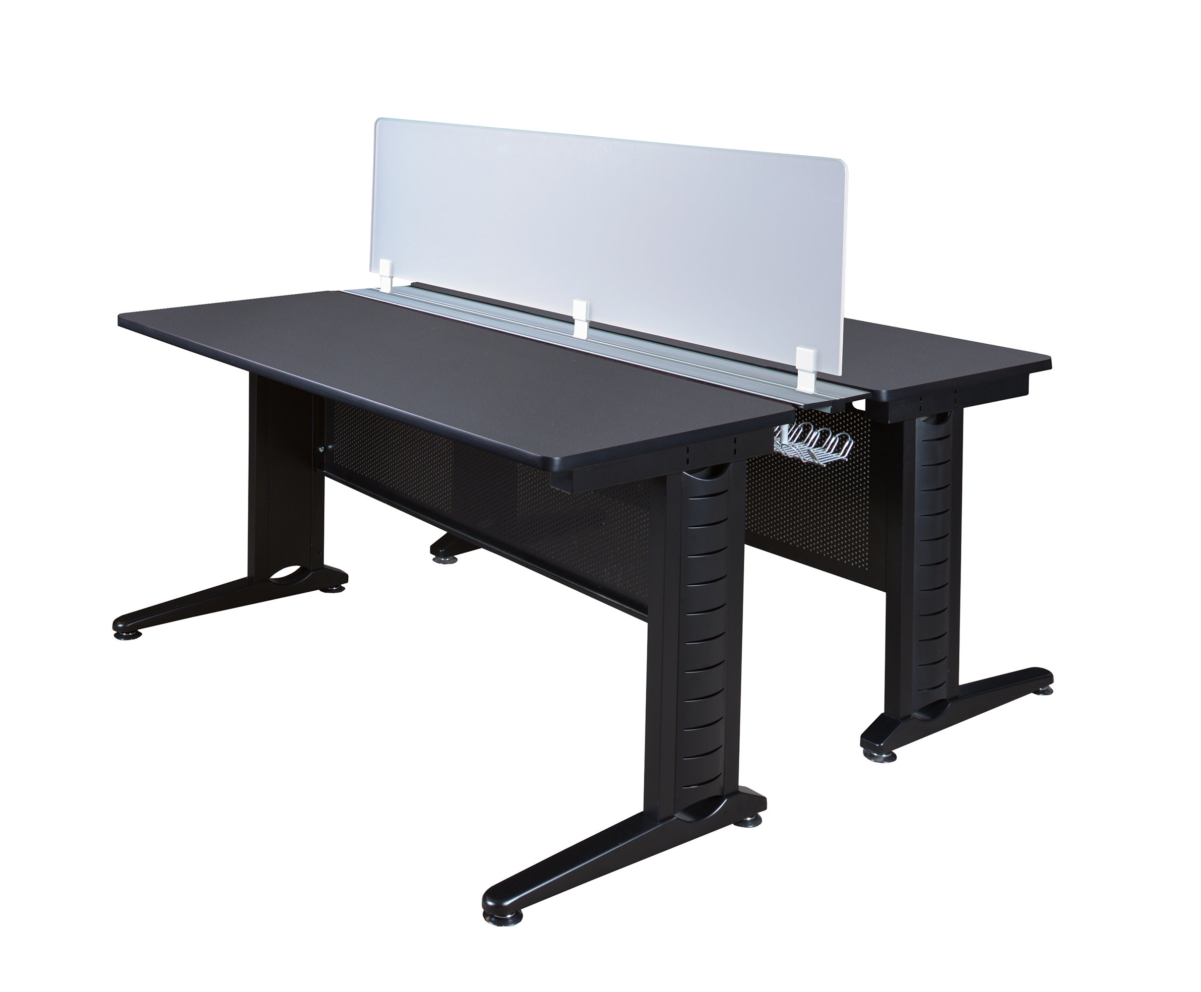 Red Barrel Studio® Fusion 2 Person Bench Workstation with Privacy Panel ...