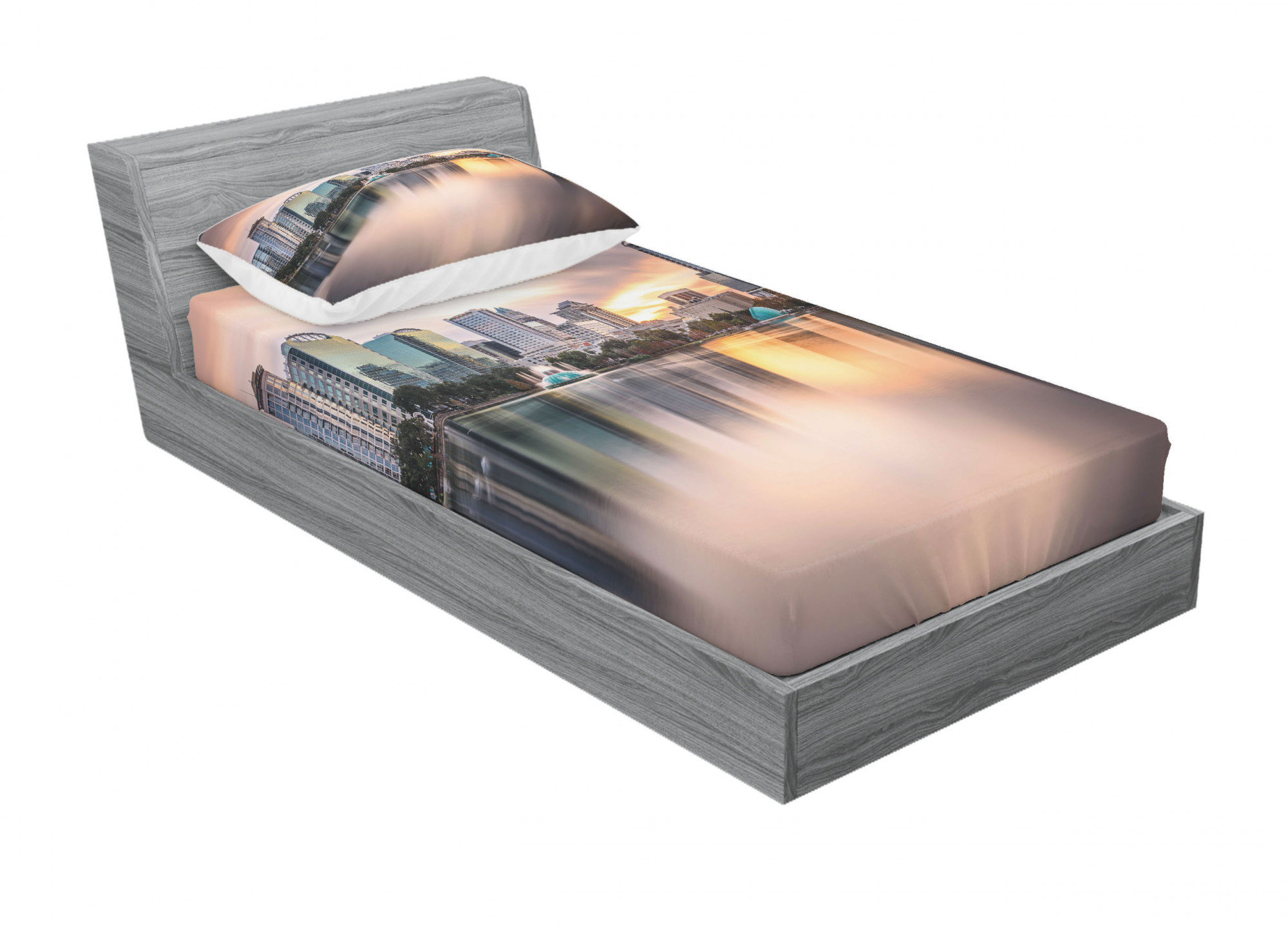 Ambesonne Florida Downtown City Skyline View Sheet Set | Wayfair