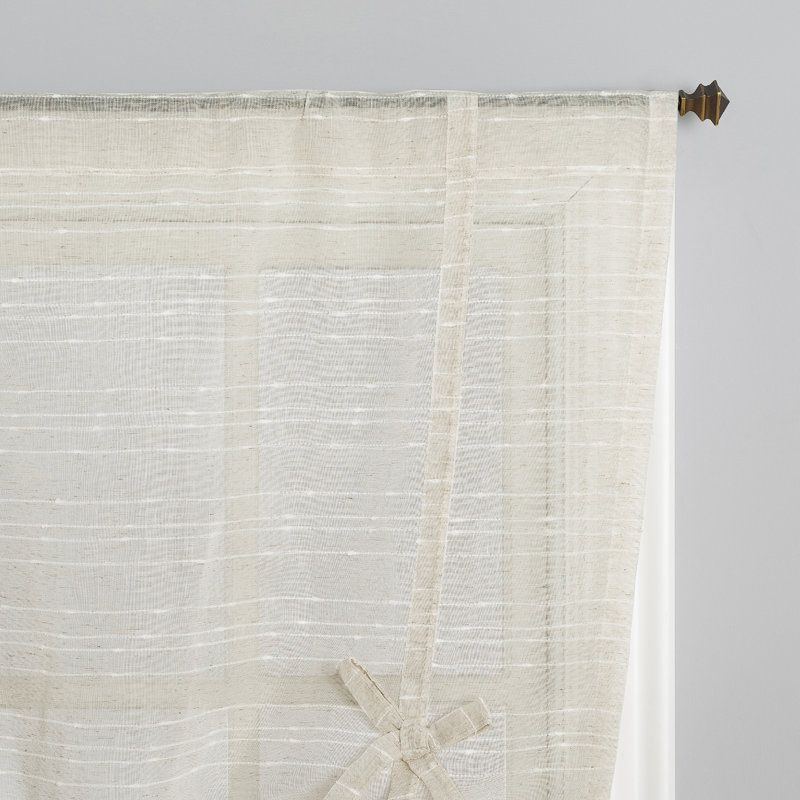 Ebern Designs Delfina Slub Stripe Semi-Sheer Rod Pocket Window Tie-up ...