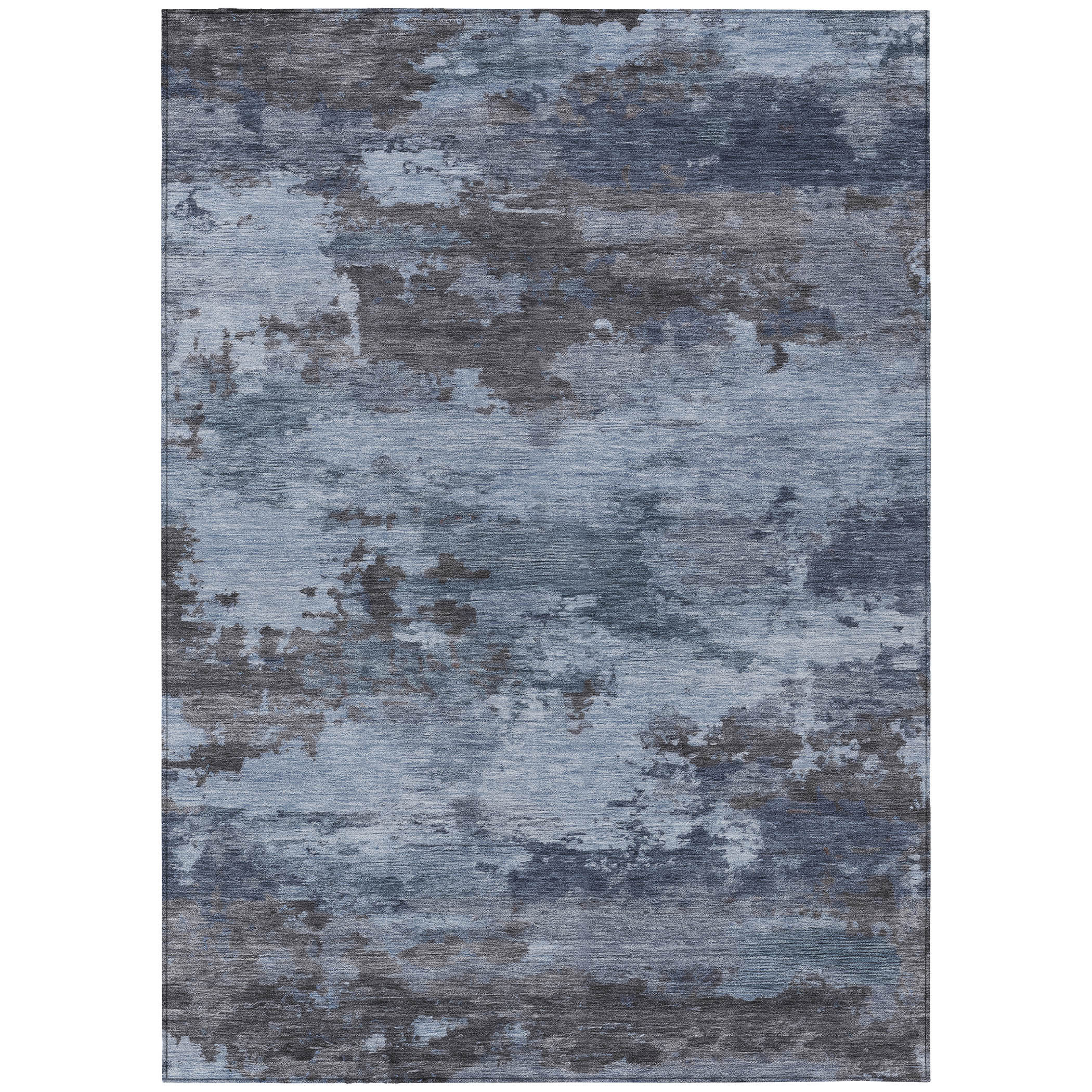Bungalow Rose 9' X 12' Blue And Charcoal Abstract Washable Indoor ...