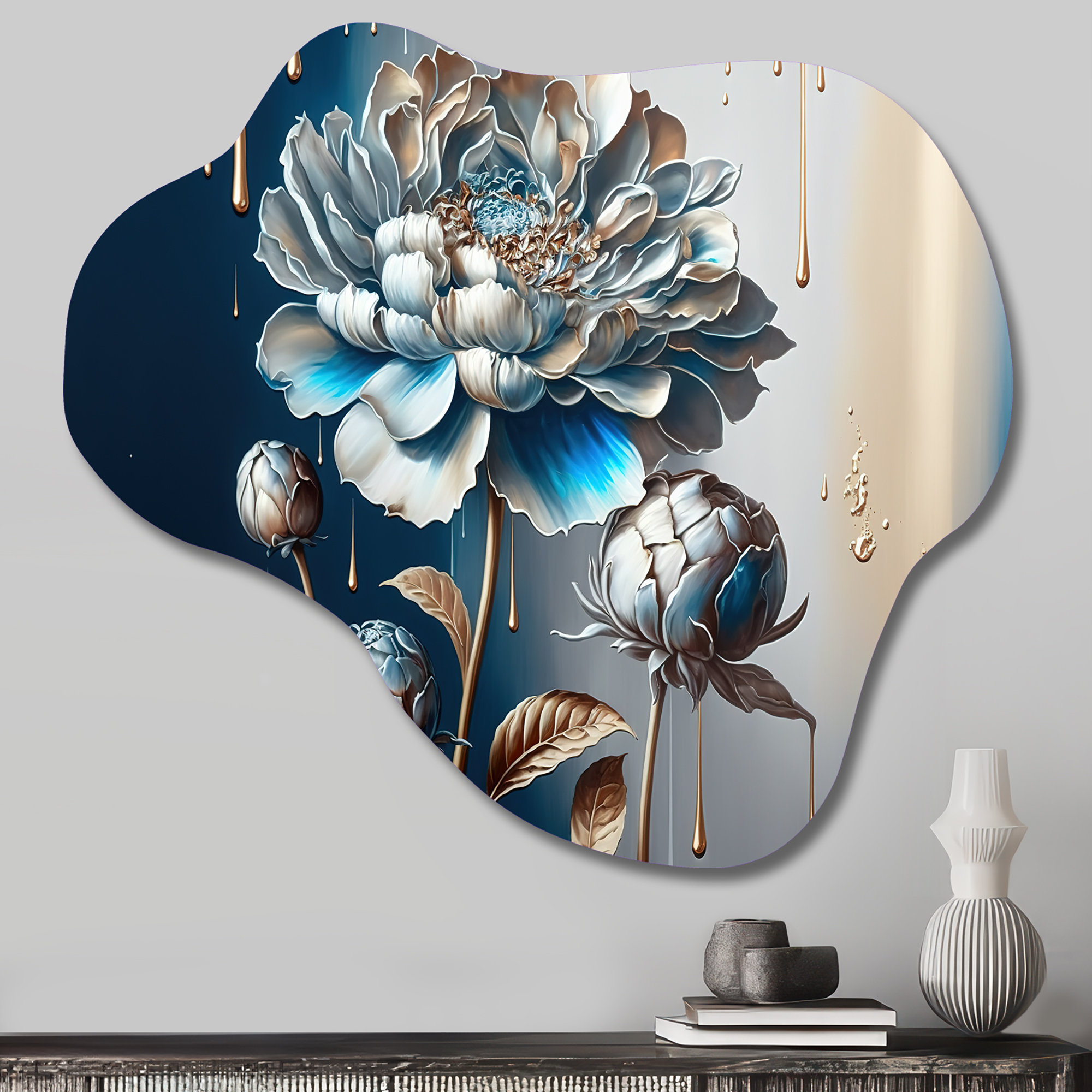 House of Hampton® Ice Blue Zinnia Flowers - Zinnias Cloud Shape Metal ...