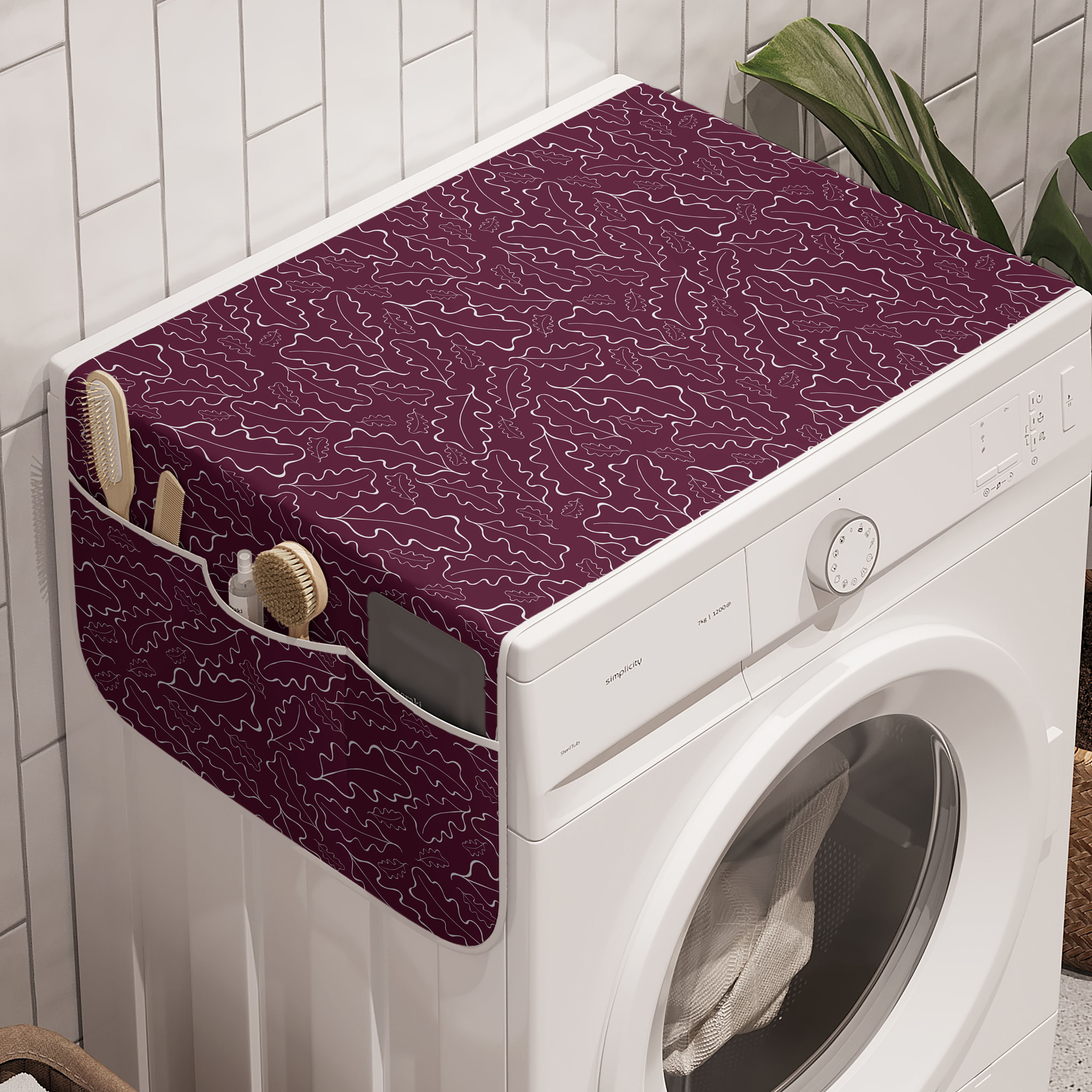 East Urban Home Modern Maroon Washing Machine Organizer Pack of 2 47" x ...