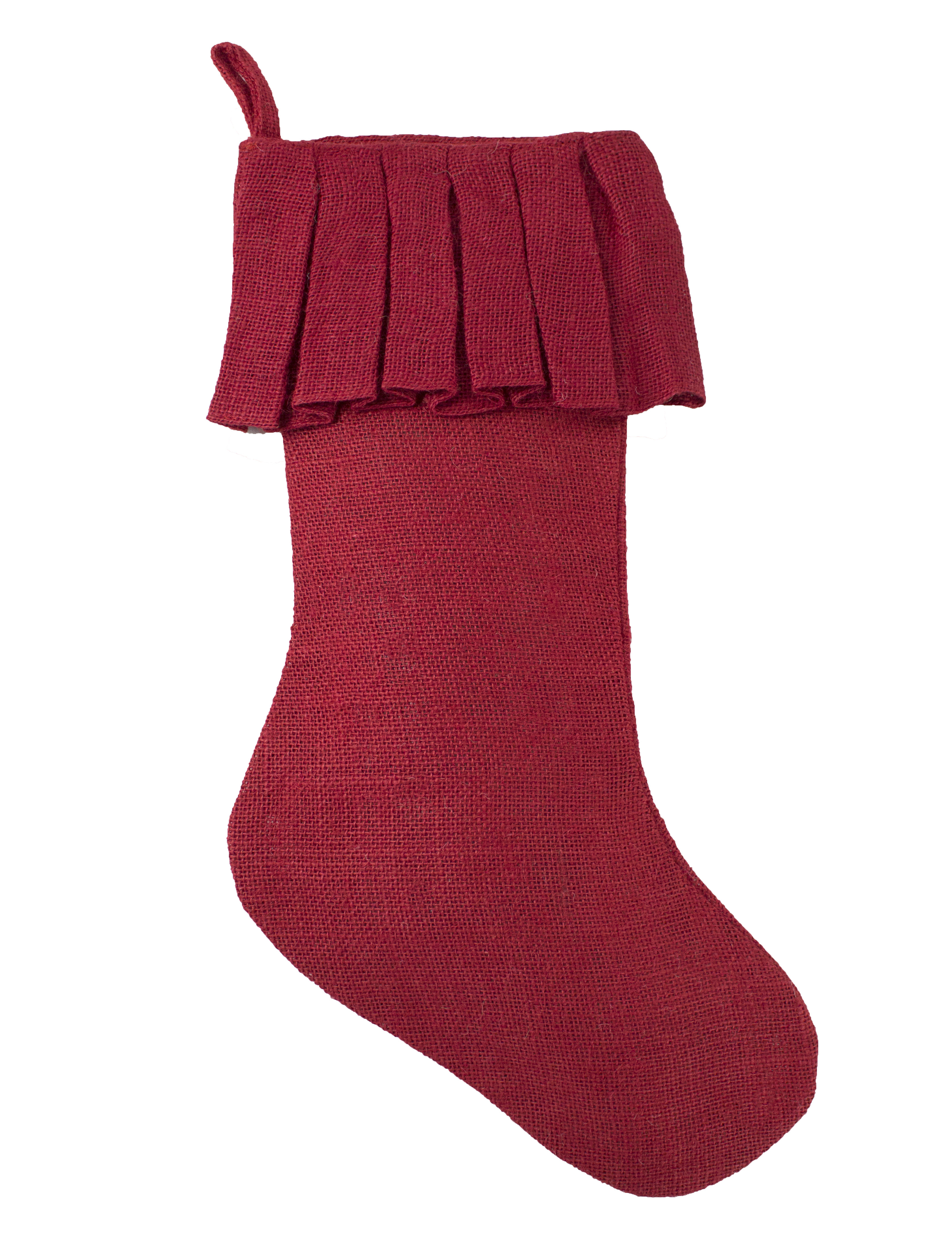 Ophelia & Co. Red Rustic Burlap Ruffled Trim Design Chistmas Jute ...