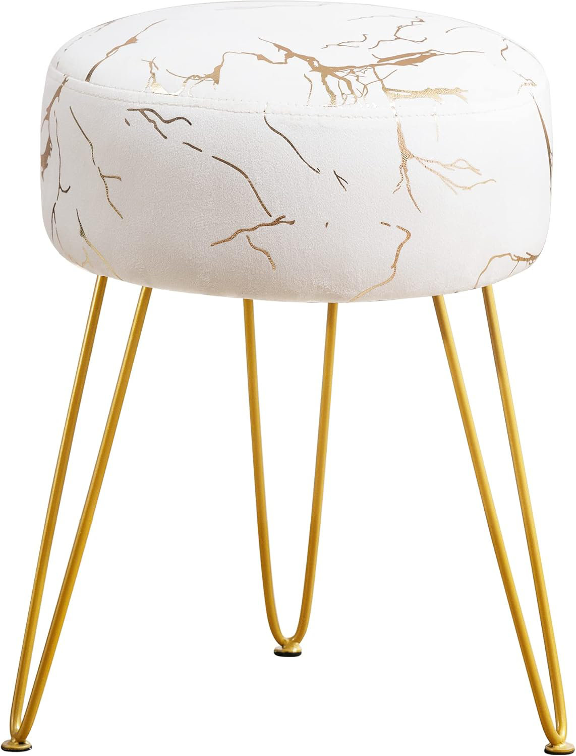 Mercer41 Gold Vanity Stools For Makeup Room, Round Ottoman Foot Stool ...