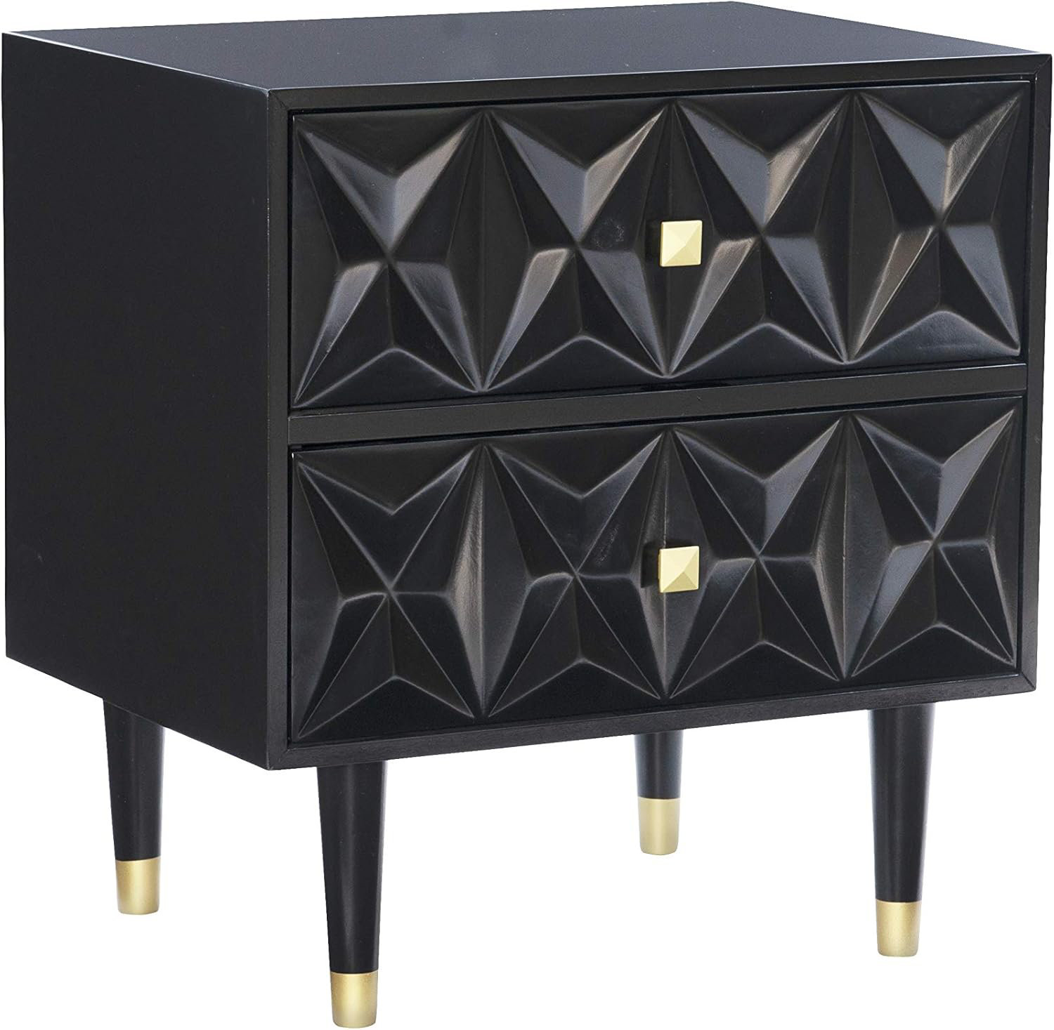 Everly Quinn Linon Two Drawer Geo Texture Sheerah Chest, Black ...