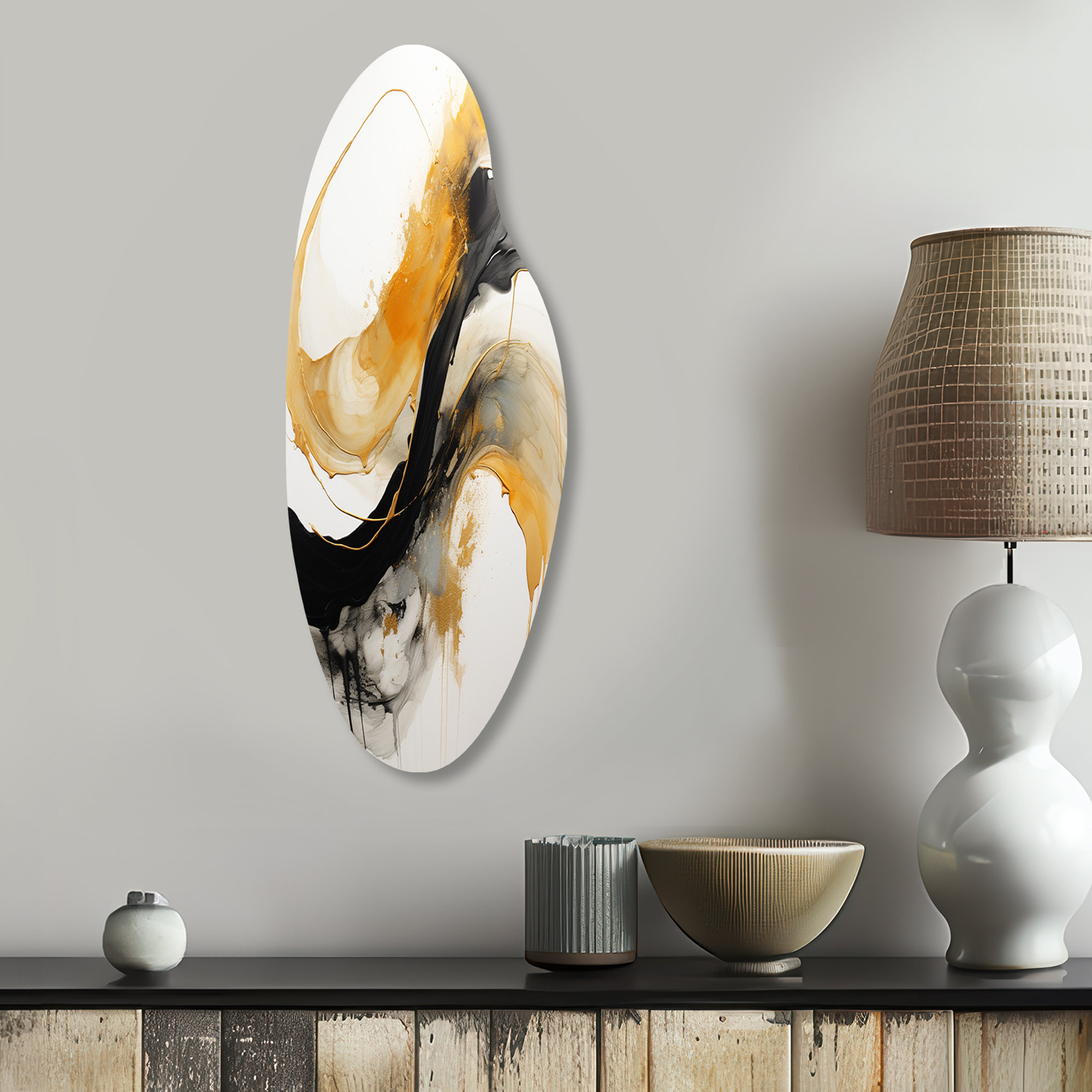 Design Art Immersion Dance Watercolor In Gold And Yellow - Abstract ...