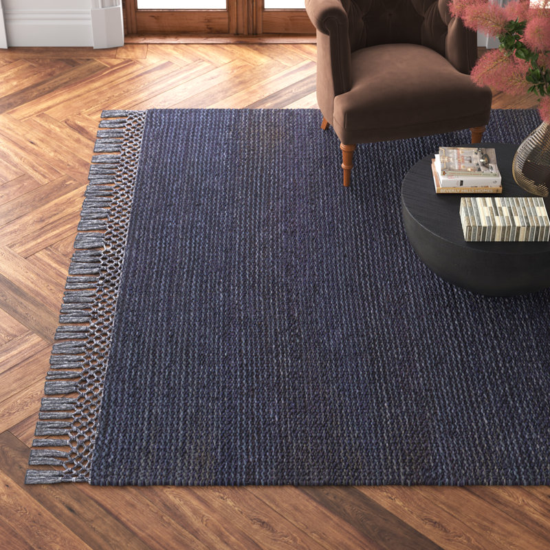 Blume Handwoven Dark Navy/White Area Rug & Reviews | Joss & Main