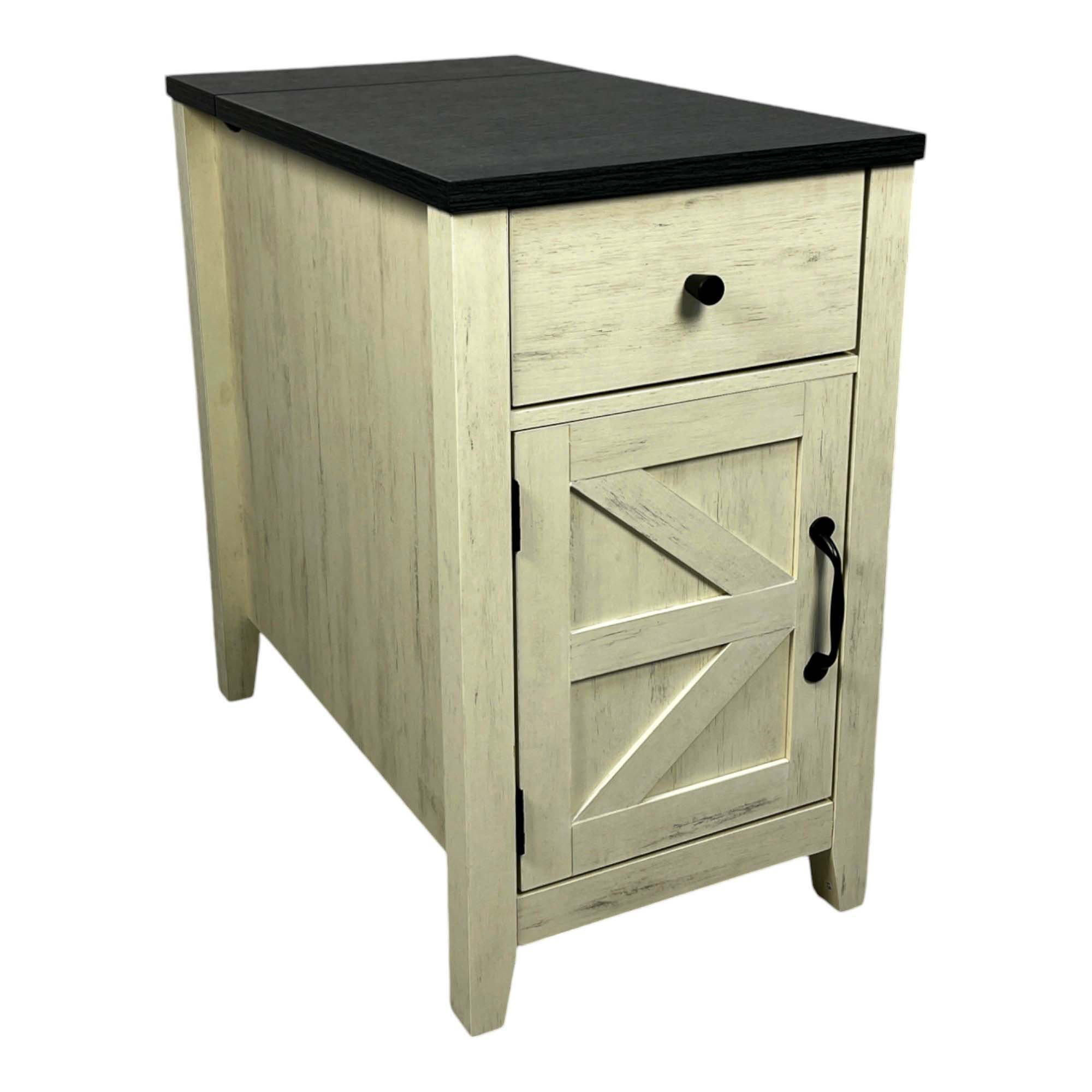 August Grove® Farmhouse End Table With Charging Station,Night Stand ...