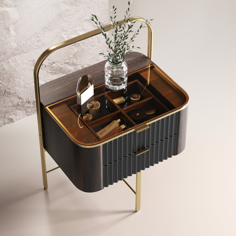 Everly Quinn Ahrie Modern Nightstand.Glass Top & Reviews | Wayfair