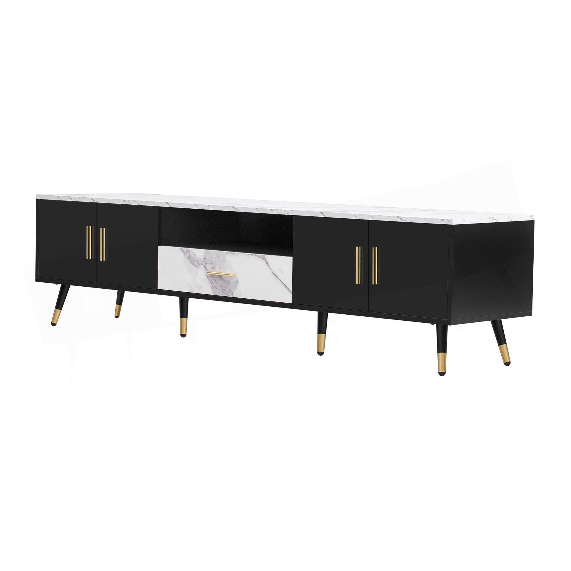 Mr Hua 71'' Modern TV Stand With 2 Cabinets& Open Compartments ...