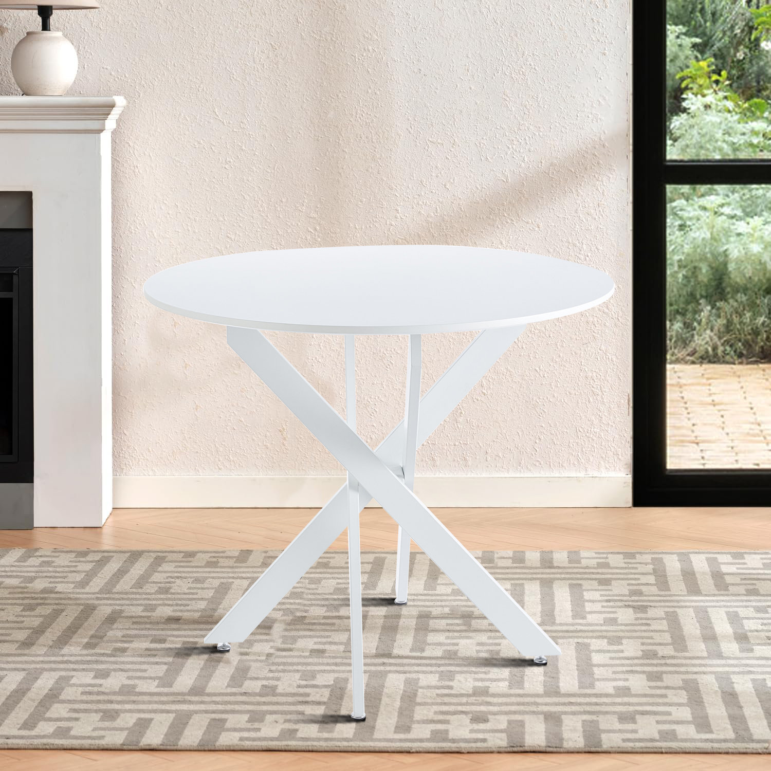 George Oliver Modern minimalist sturdy round dining table with metal ...