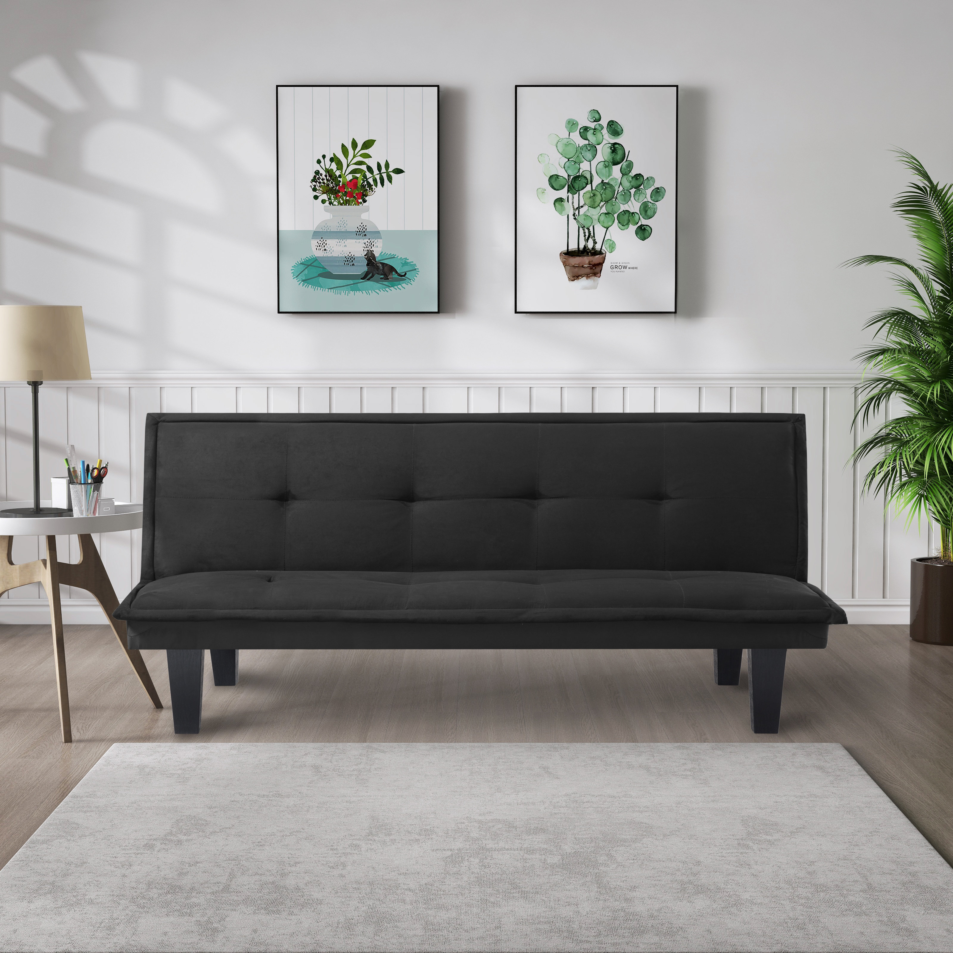 Ebern Designs Holbeach 63.8" W Futon Reclining Armless Sofa Bed | Wayfair