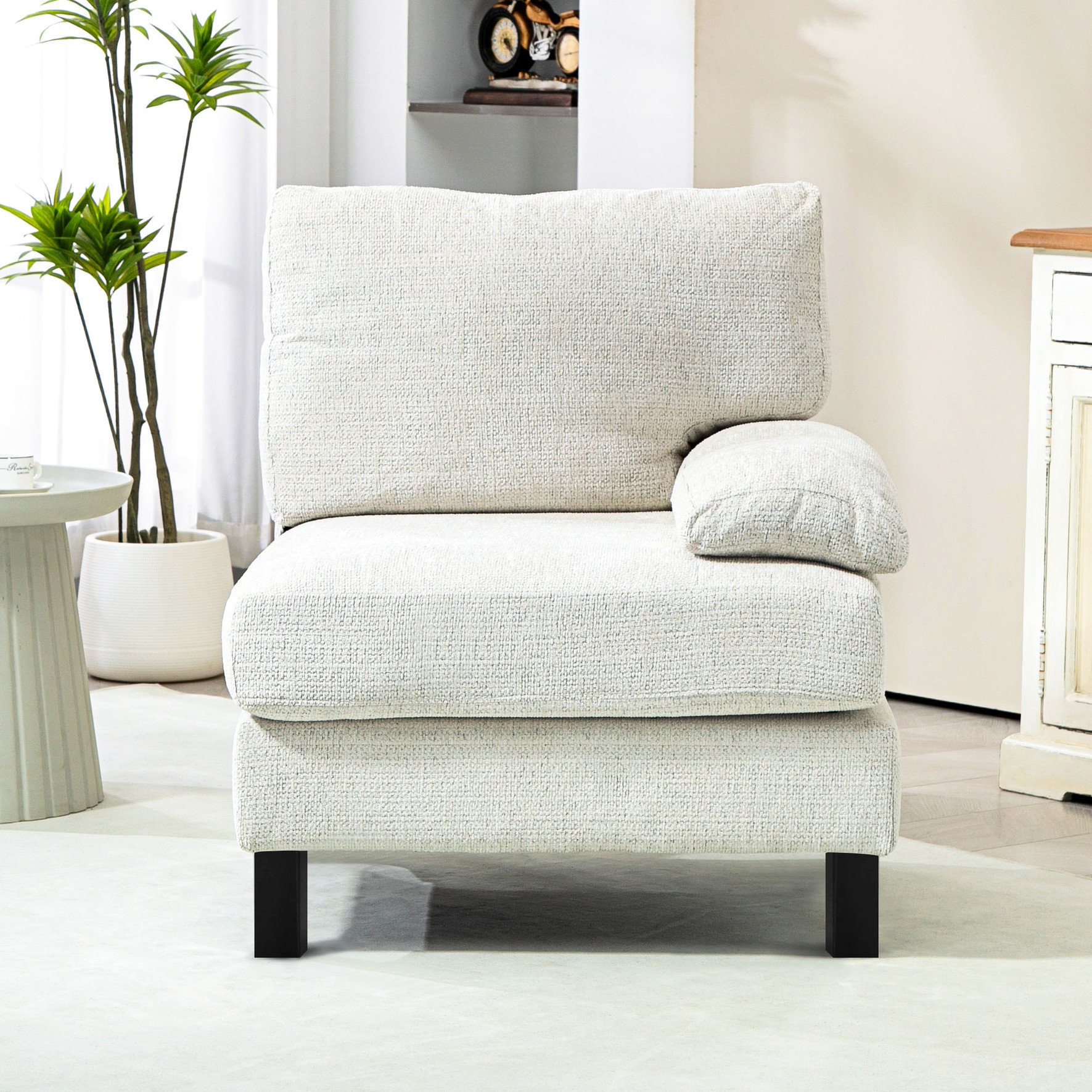 Latitude Run® Modular Sectional Right Armchair Module Of , Cream White ...