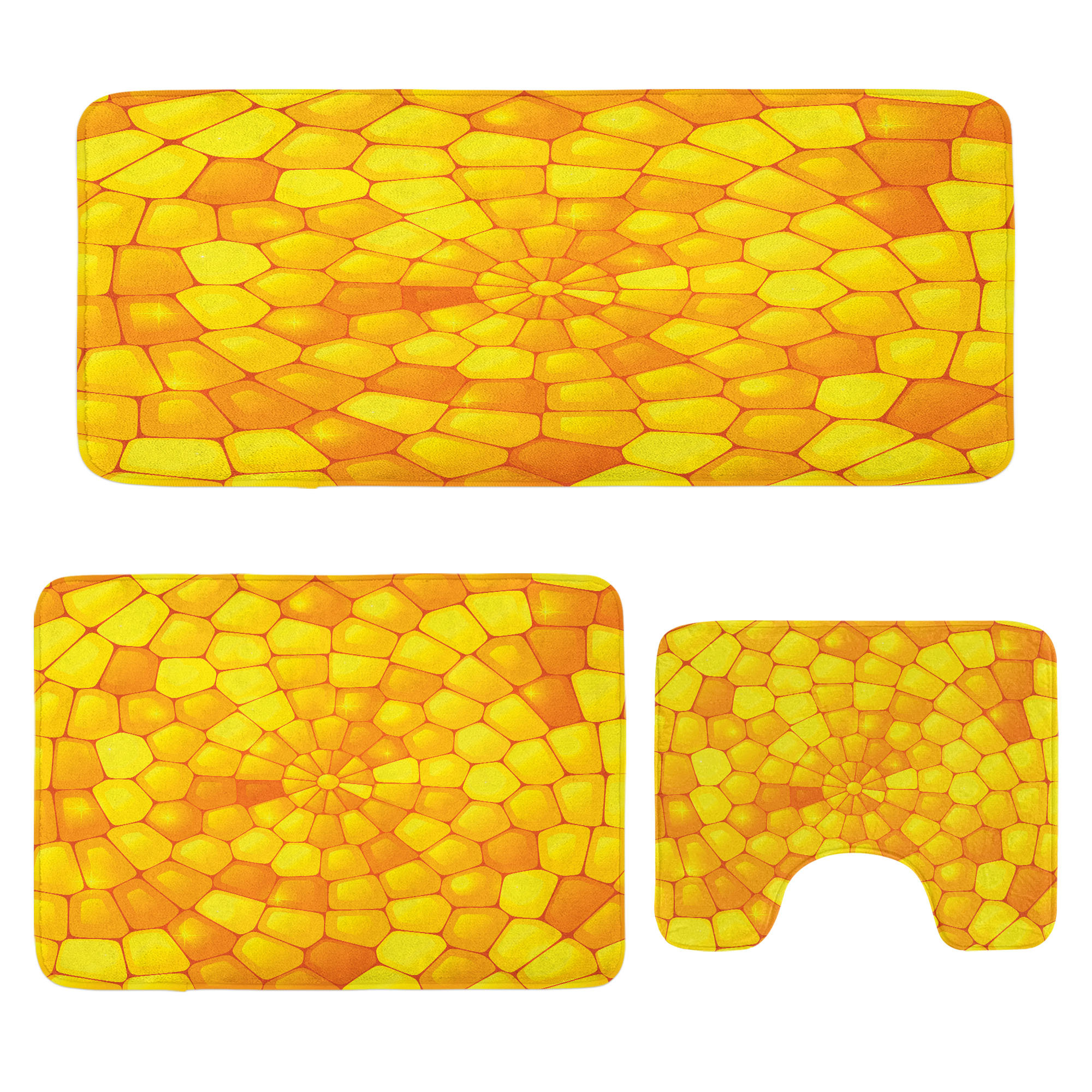 East Urban Home Yellow Bathroom Rug Set 3 Pieces U-Shape & Rectangle ...