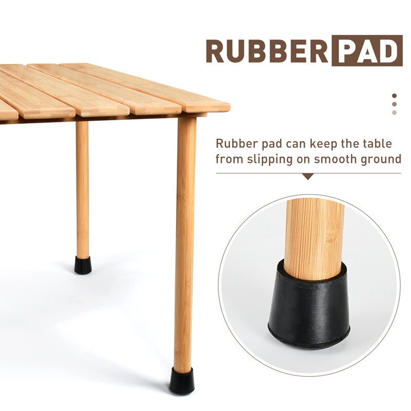 Tirrinia 26x26in Bamboo Picnic Table with Carrying Bag + Free Picnic ...