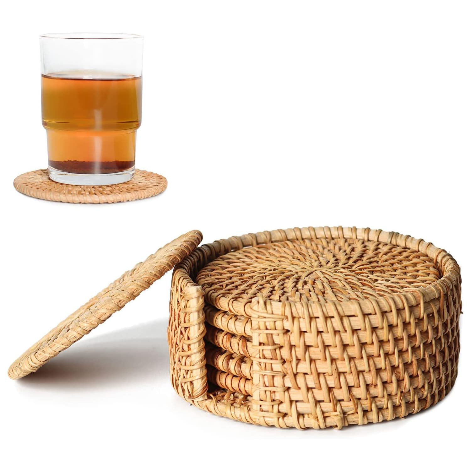 17 Stories Round 6 Piece Coaster Set With Holder | Wayfair.co.uk