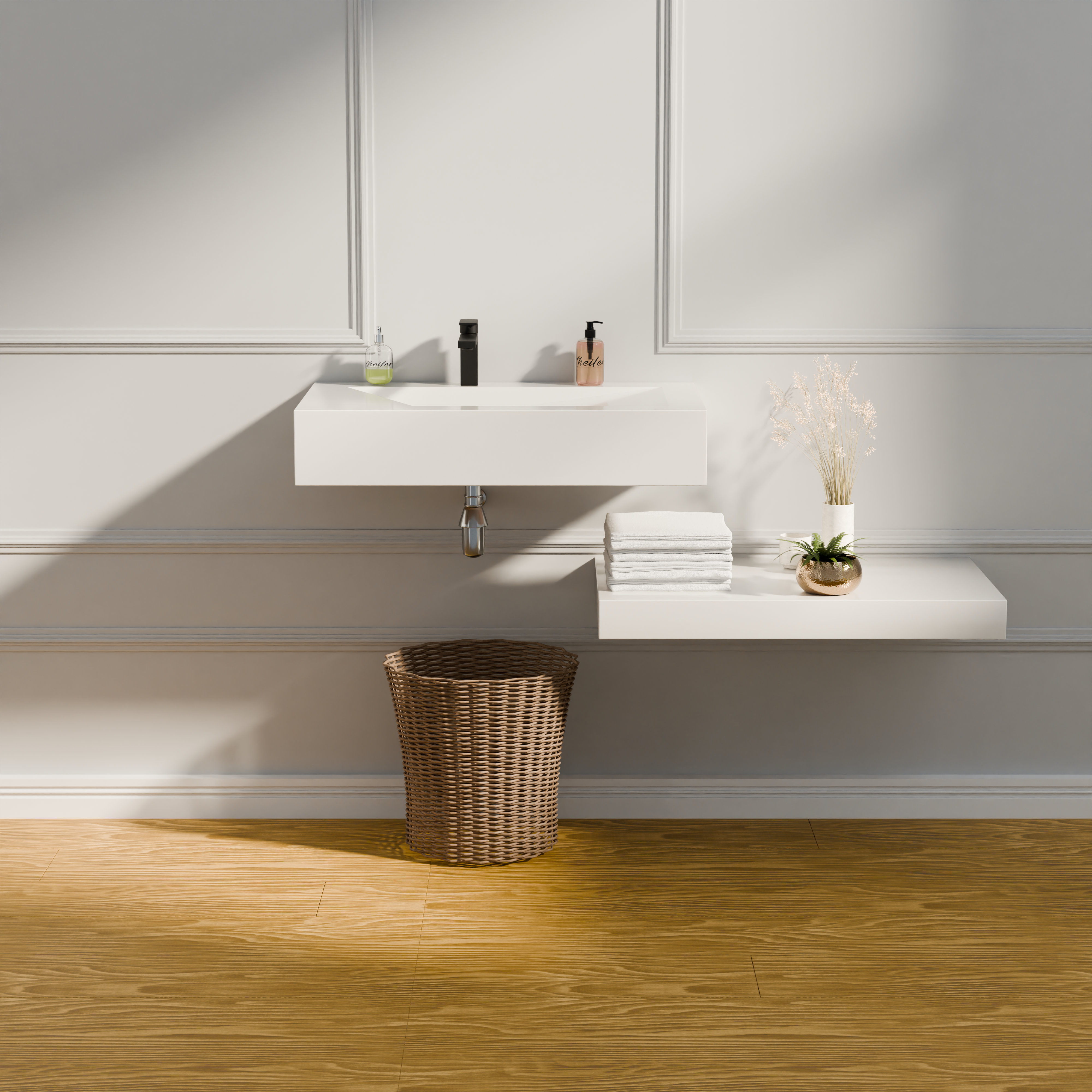 Leviaqua Double Layers Floating Vanity Stone Resin Bathroom Sink Wall ...