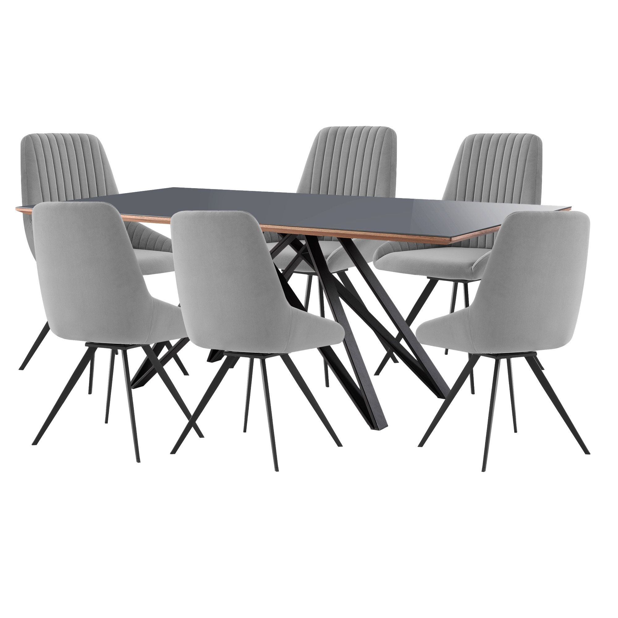 Corrigan Studio® Urbino Alison 7 Piece Dining Set With Gray Fabric ...