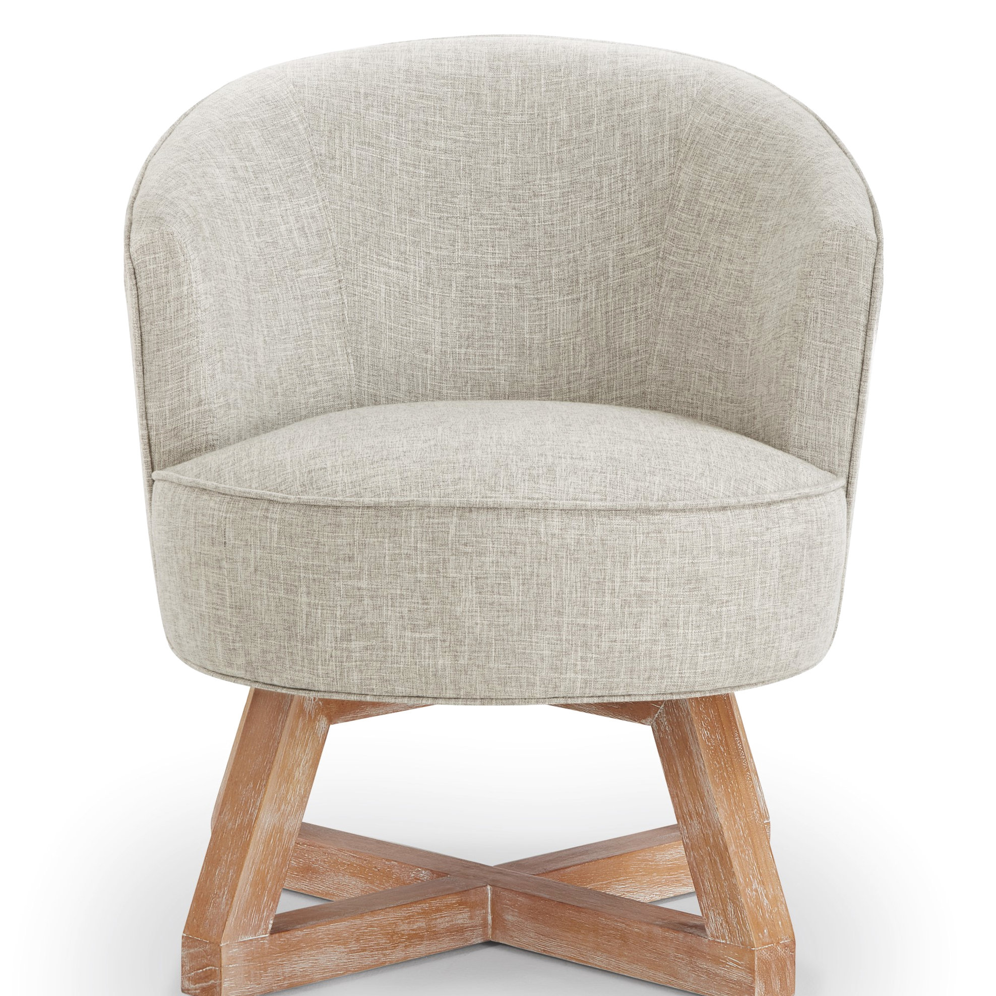 Gracie Oaks Gray 360° Swivel Chair With Graceful Linen And Robust Solid ...