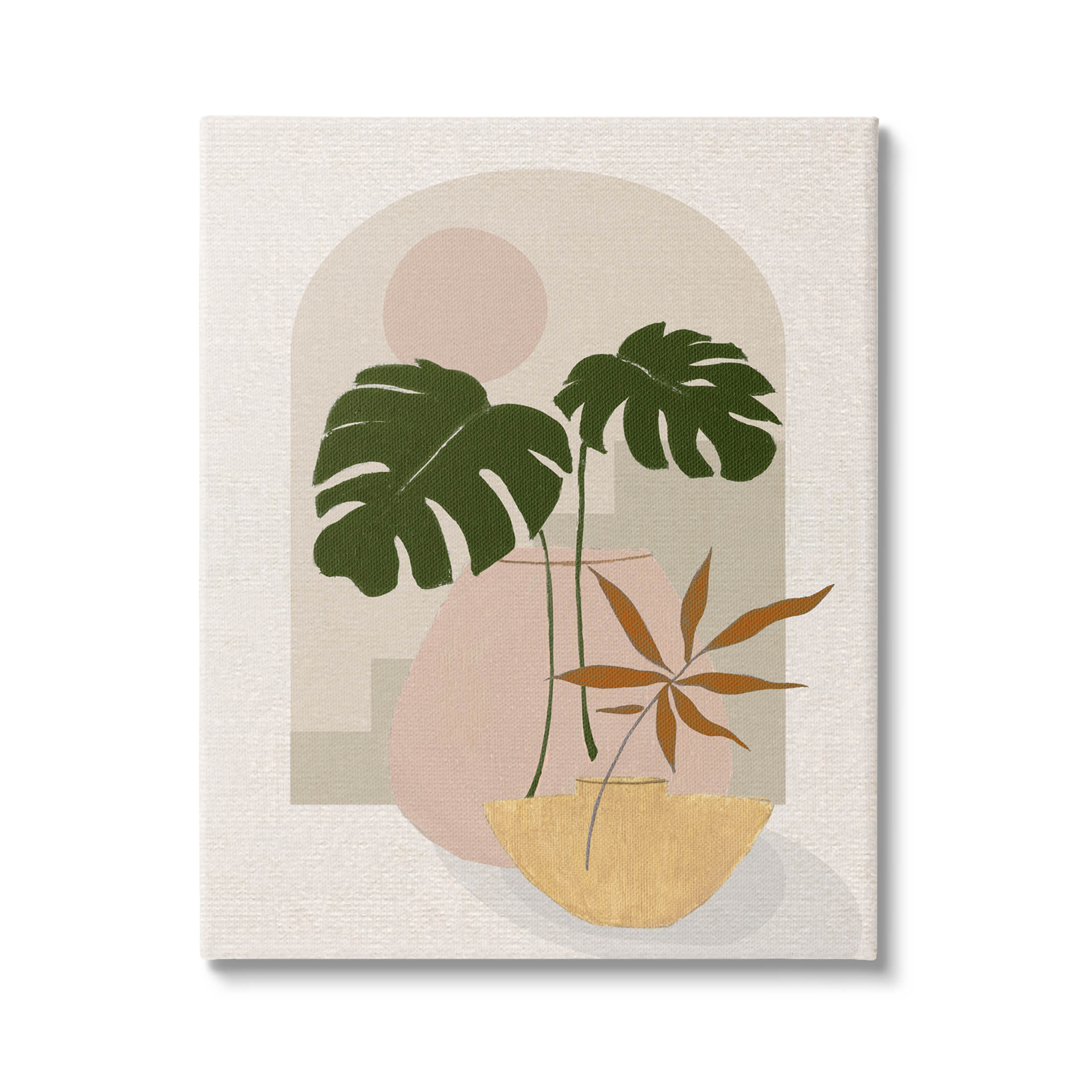 Stupell Industries Tropical Geometric Plant Shapes Canvas Wall Art By ...