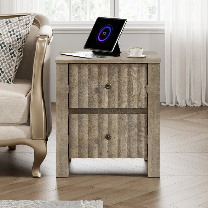 Millwood Pines Clodomira 2 - Drawer End Table with Storage and Built-In ...