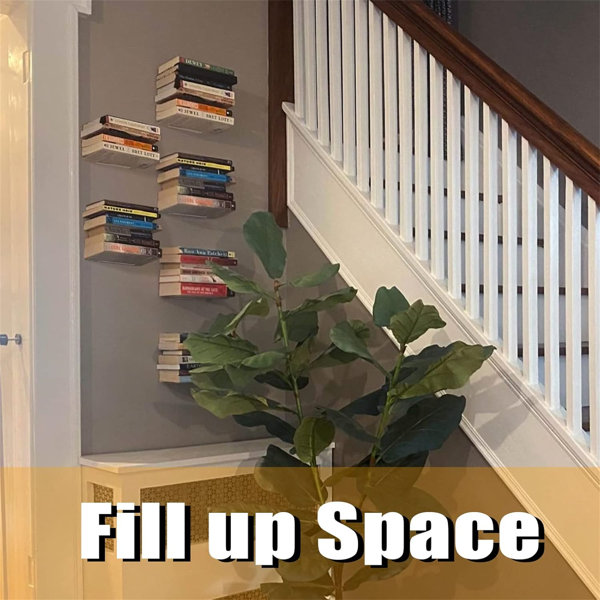 Rebrilliant Invisible Floating Bookcase, Heavy-Duty Steel Bookrack ...