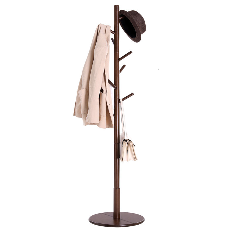 Latitude Run® Solid Wood Freestanding 7 - Hook Coat Rack, 3 Height ...