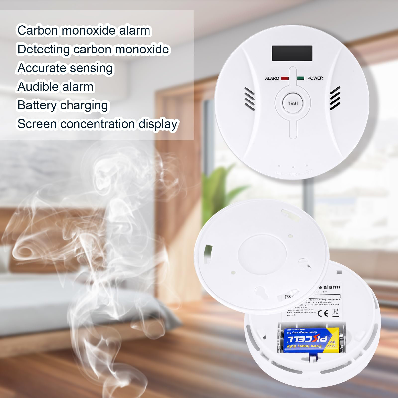 MODERN WALLS LLC 3-Pack Carbon Monoxide Detectors,Smoke Detector,2 In 1 ...