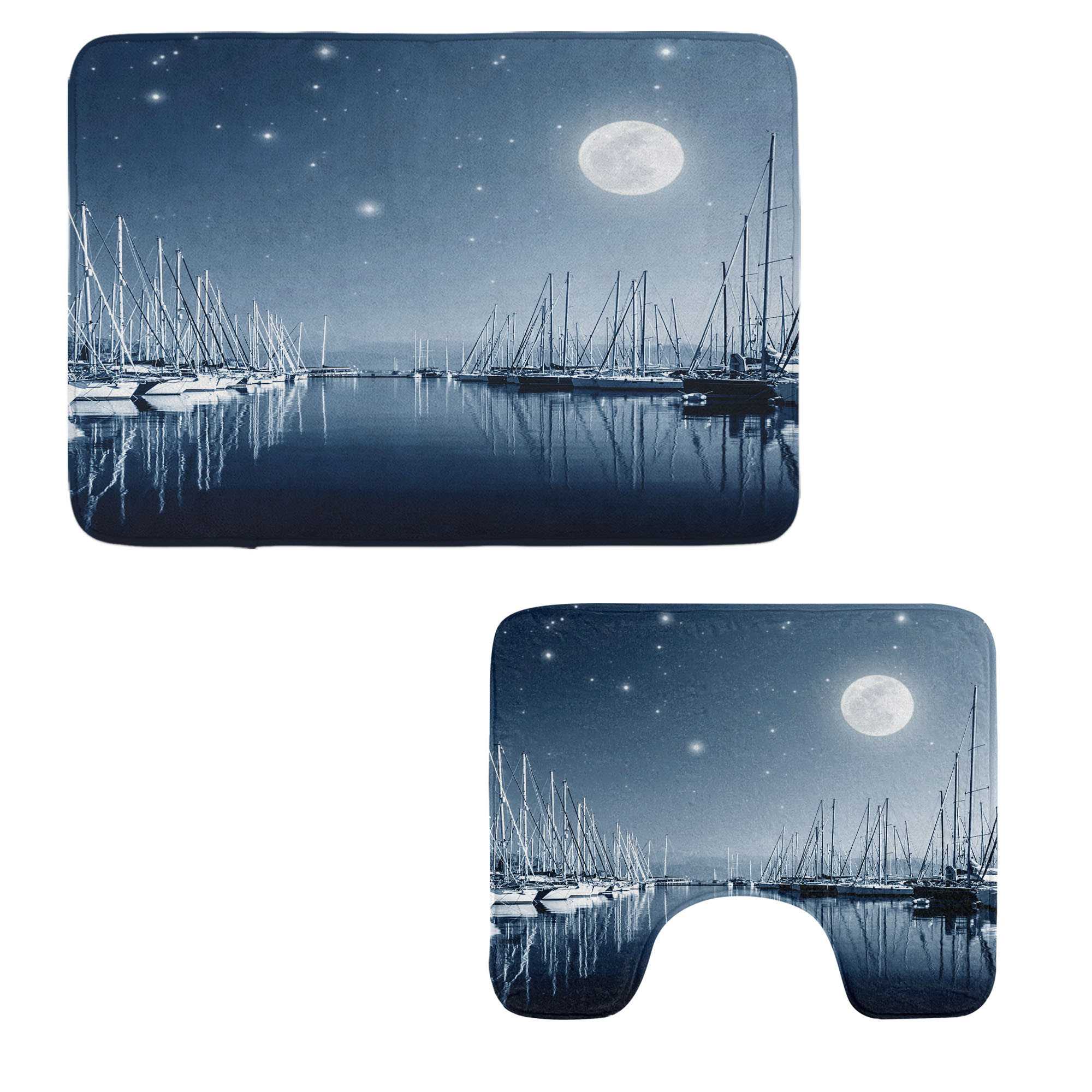 East Urban Home Boats Bathroom Rug Set 2 Pieces Rectangle & Contour ...