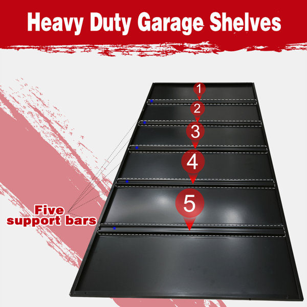 Rebrilliant 48" Wide 5 Tier Garage Storage Shelves Heavy Duty Metal ...