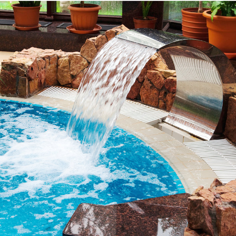 Orren Ellis Stainless Steel Swimming Pool Fountain 11.8" Waterfall ...