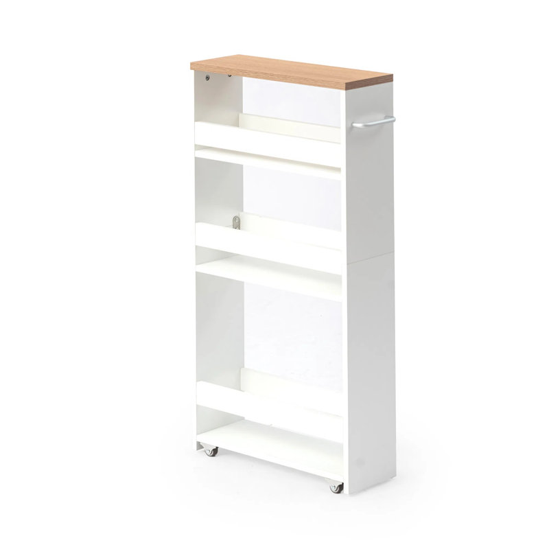 SYMYLIFE 4 Tier Narrow Utility Cart With Wheels, Slim Rolling Storage ...