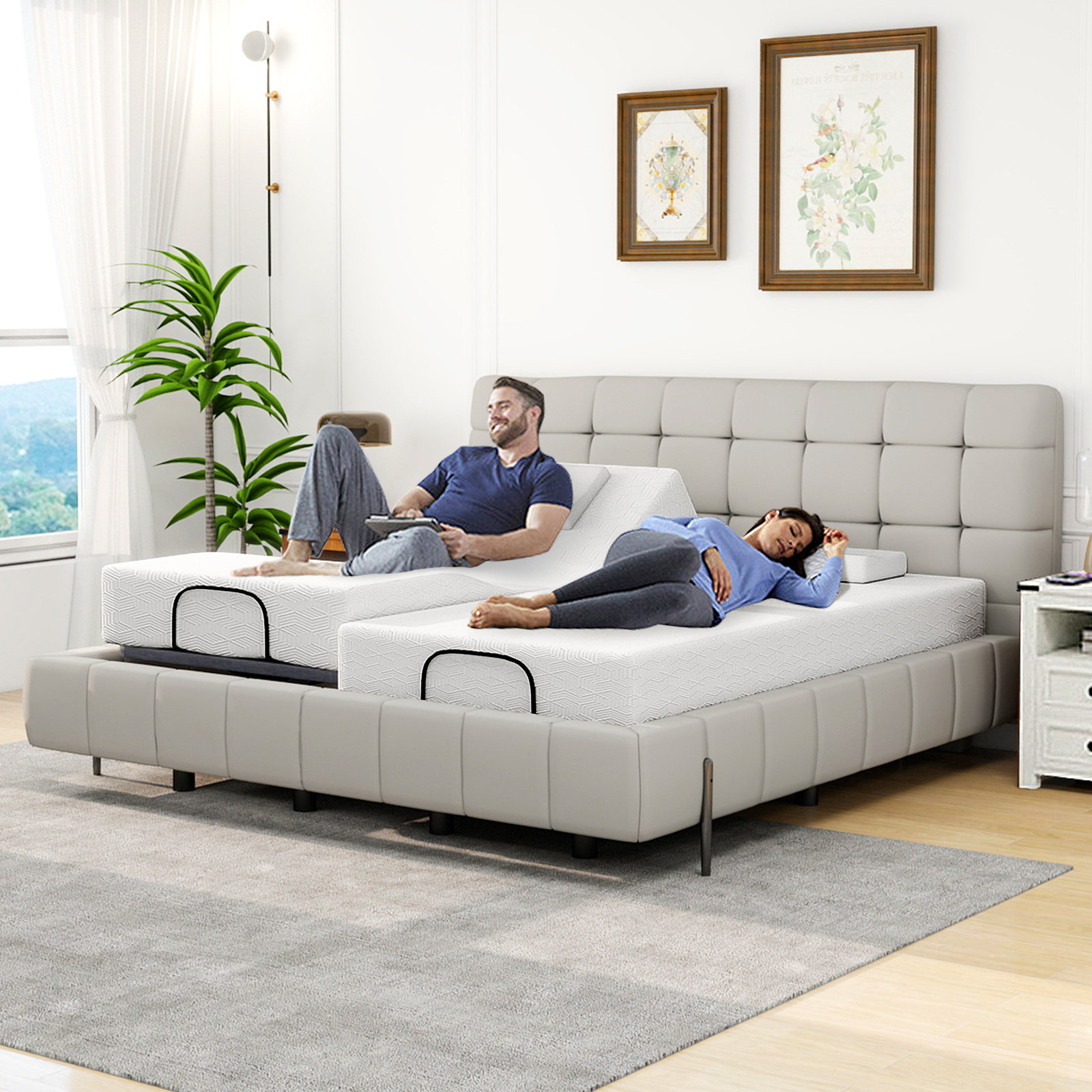 Alwyn Home Harlequin Massaging Zero Gravity Adjustable Bed with ...