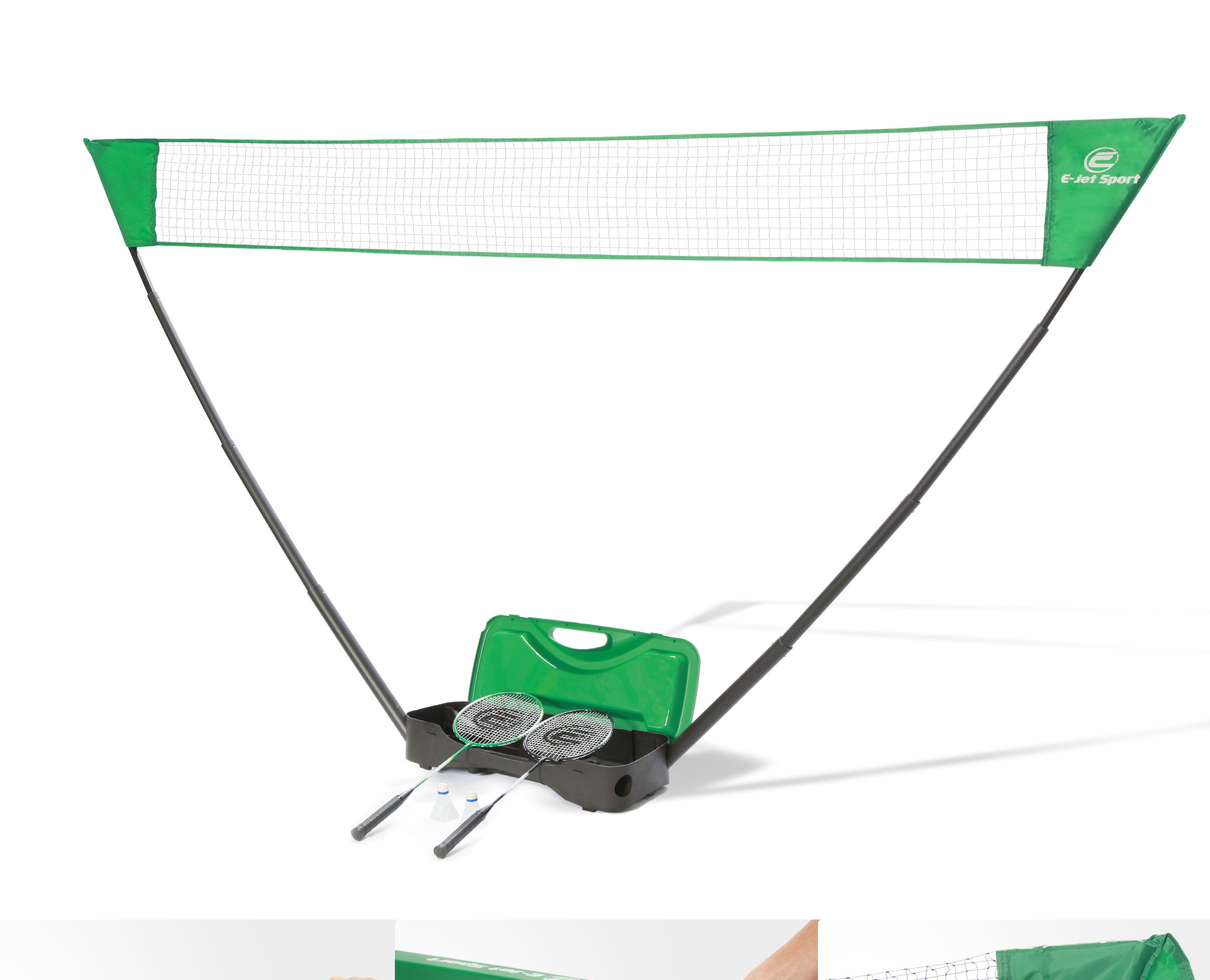 E-Jet Sport Badminton Net Outdoor Game Set, Rackets Shuttlecocks Combo ...
