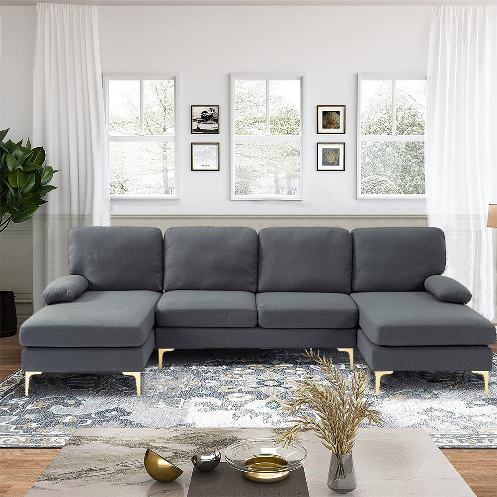 Mercer41 Pierpaolo 107.9-Inch Upholstered Modern Sectional Sofa with ...
