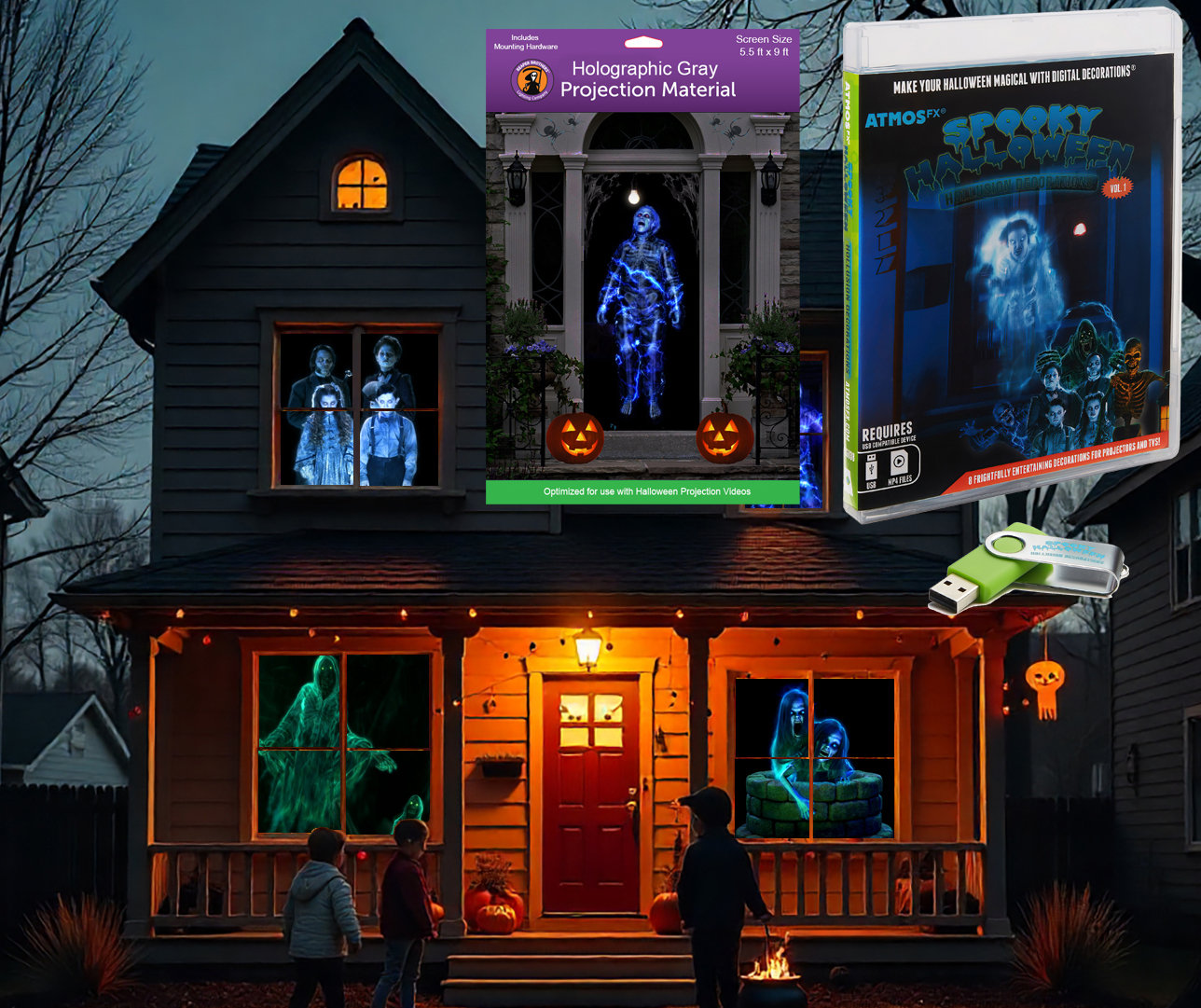 Holiscapes Atmosfx Spooky Halloween Hollusion Digital Decoration Kit ...