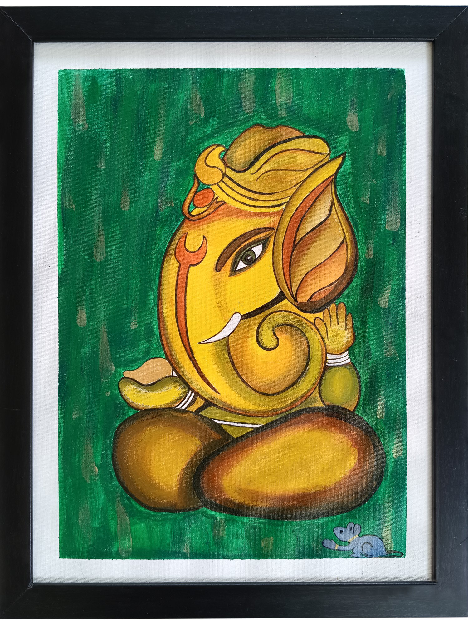 Exotic India Framed Ganesha Painting | Acrylic On Canvas | By Neeta ...