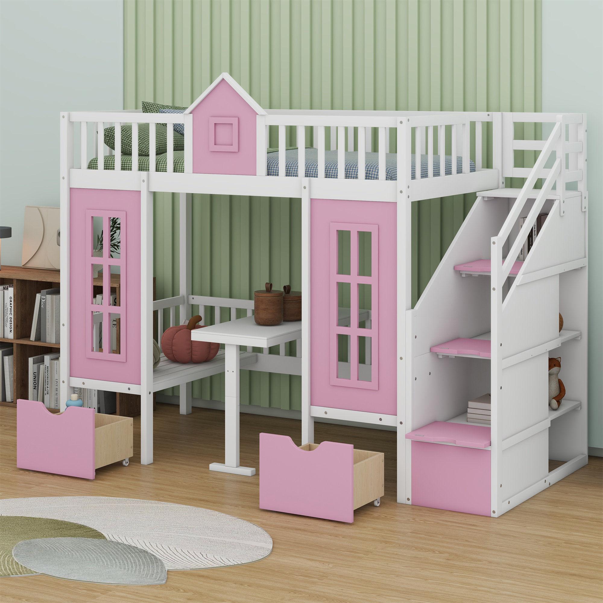 Harper Orchard Bunk Bed With Changeable Table, Bunk Bed Turn Into Upper ...
