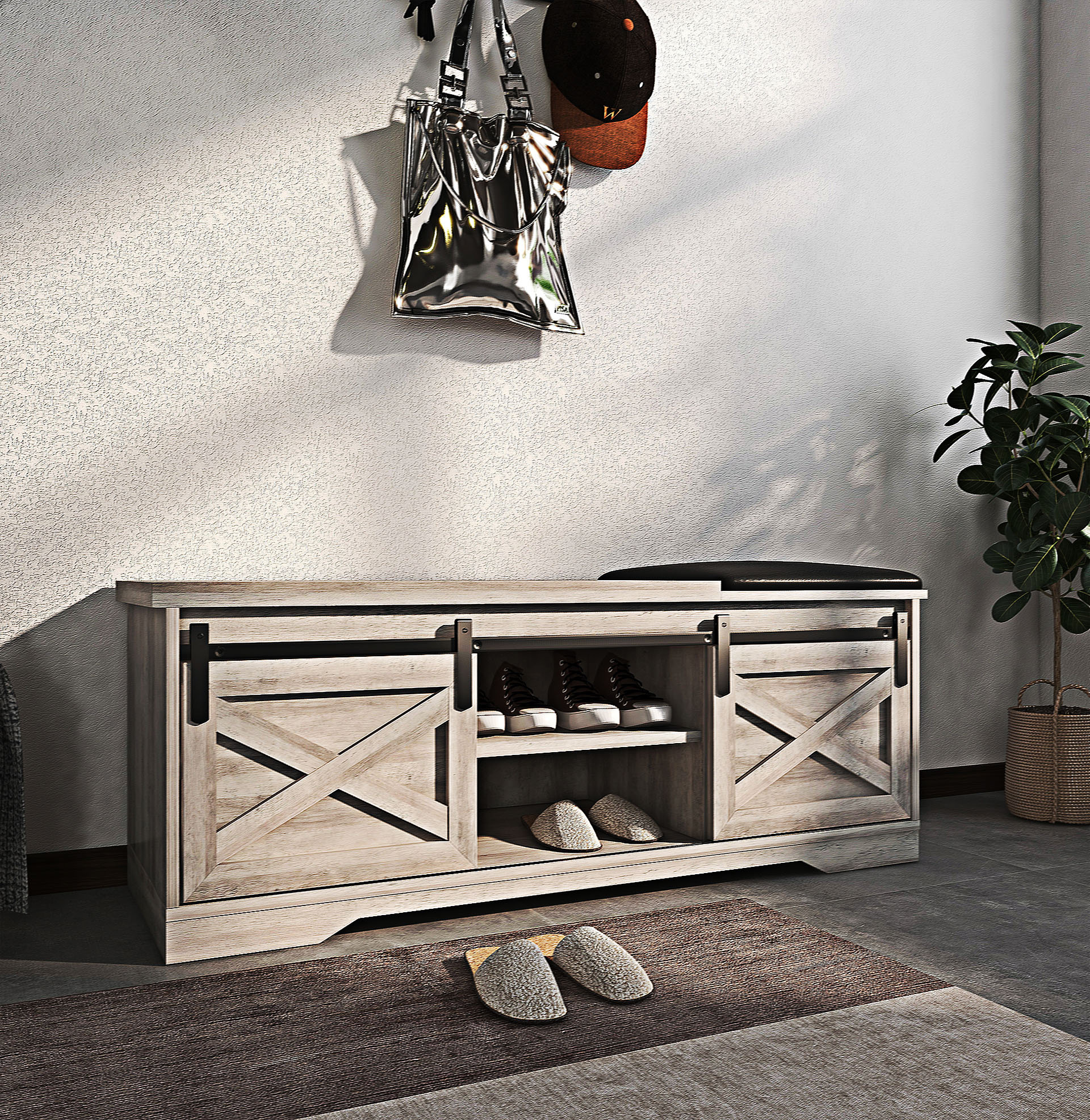 Gracie Oaks Celestte Storage Bench, Entryway Bench, Benches,Shoe ...